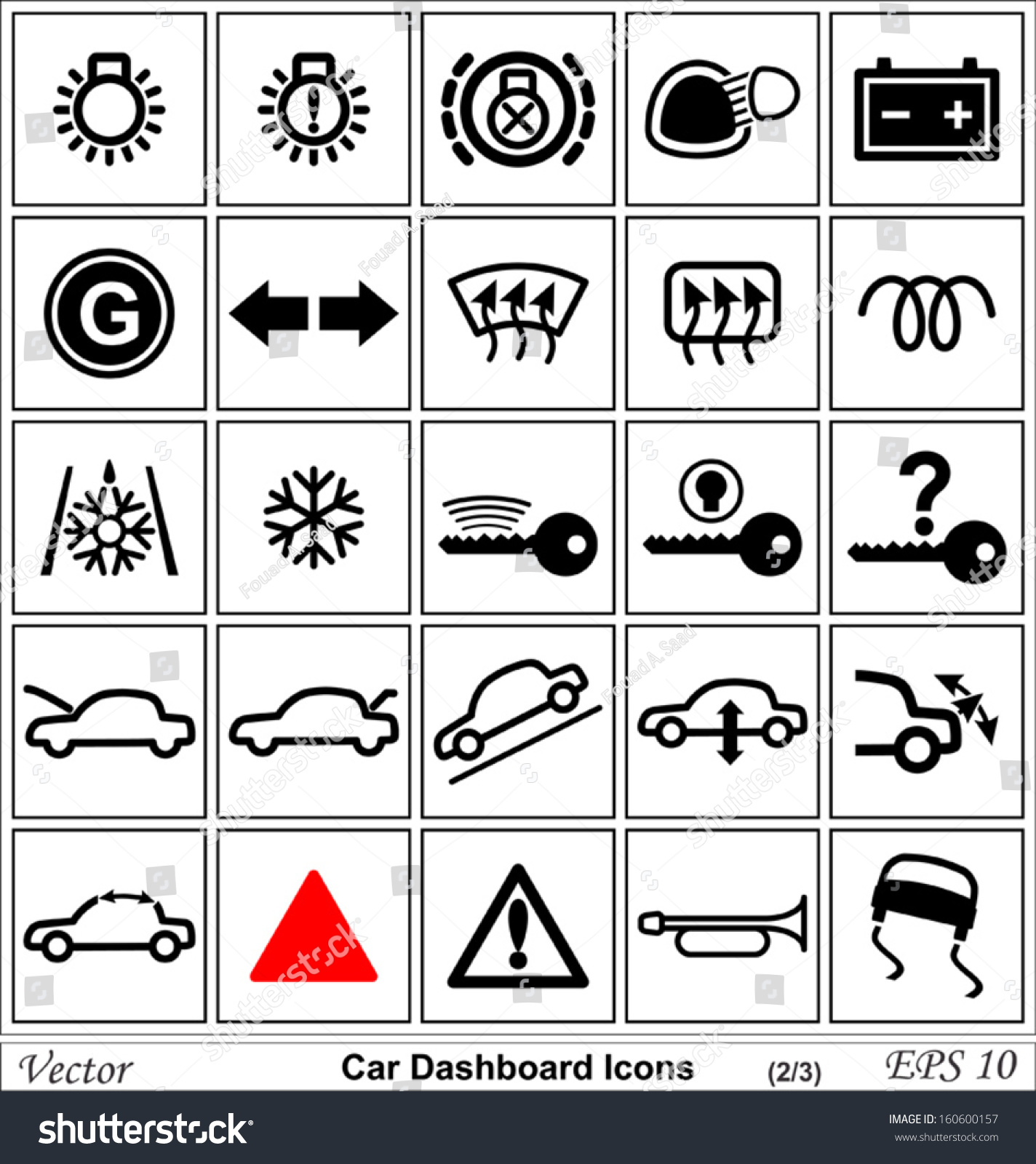 Car Dashboard Vector Icons Stock Vector (Royalty Free) 160600157 ...