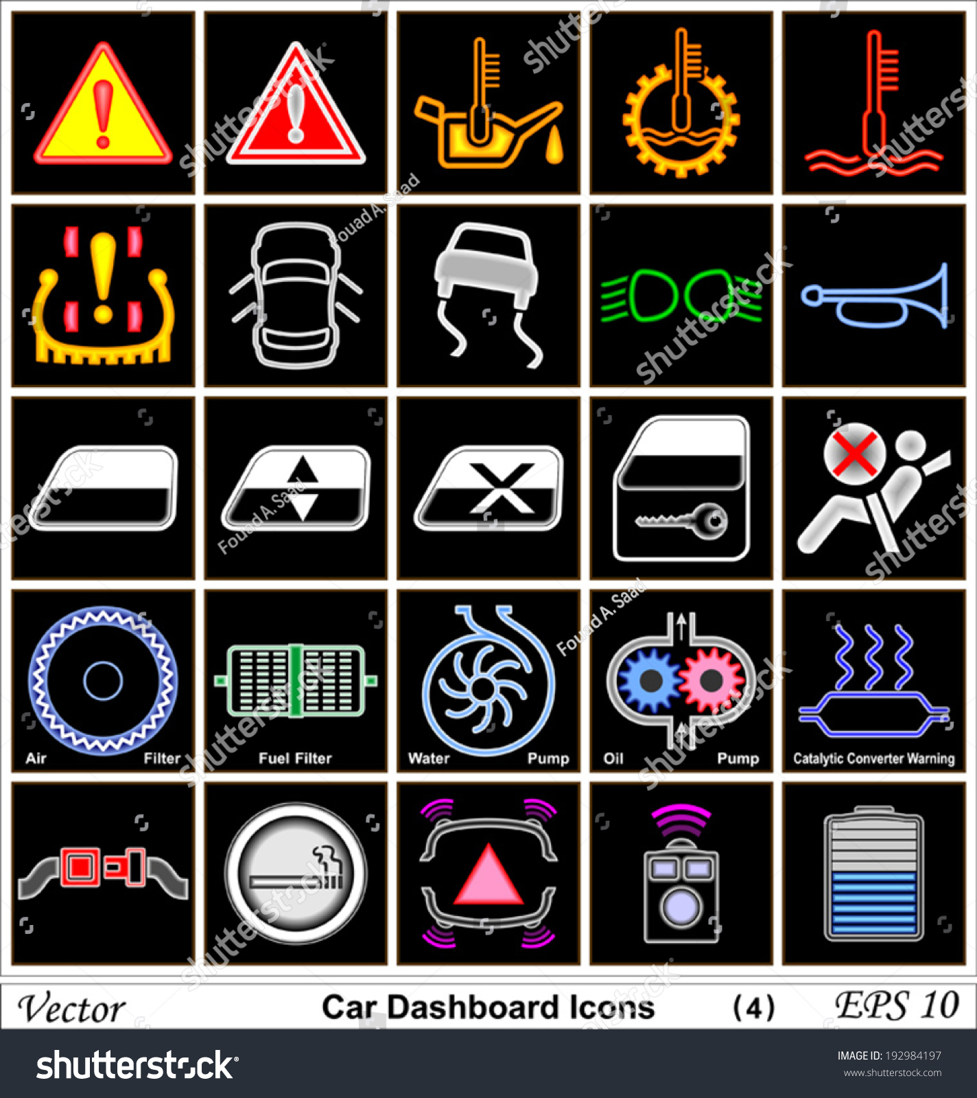 Car Dashboard Vector Icons Stock Vector (Royalty Free) 192984197