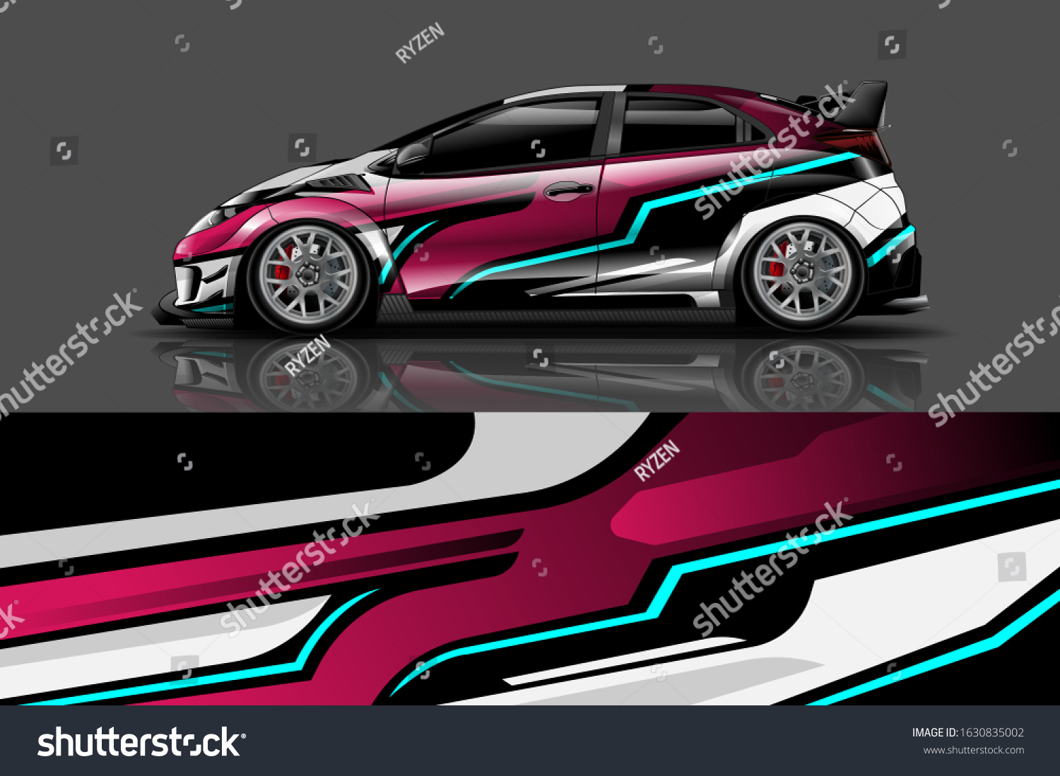 Car Decal Design Vector Kit Abstract: vector de stock (libre de ...