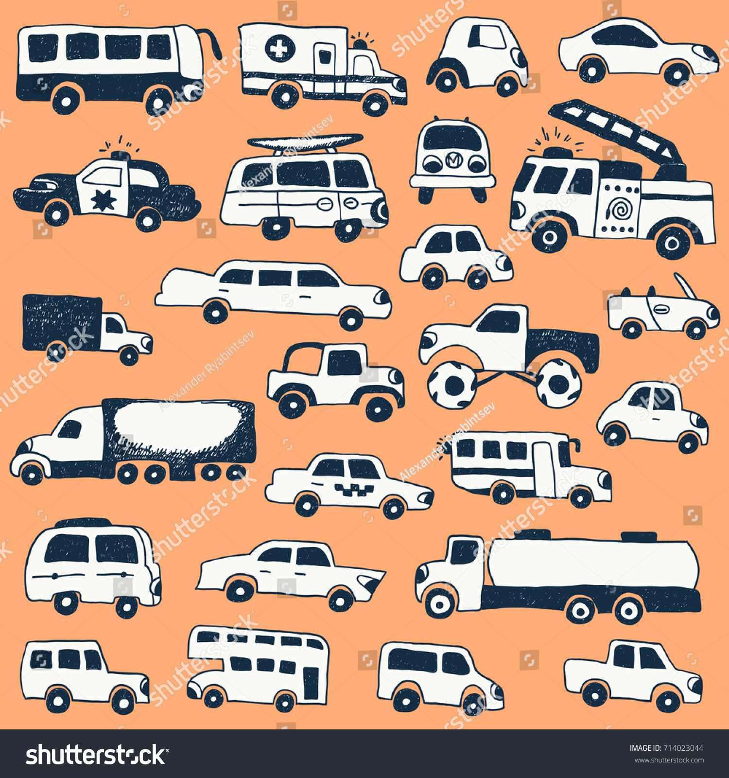Car Doodles Vector Illustration Stock Vector (Royalty Free) 714023044 ...