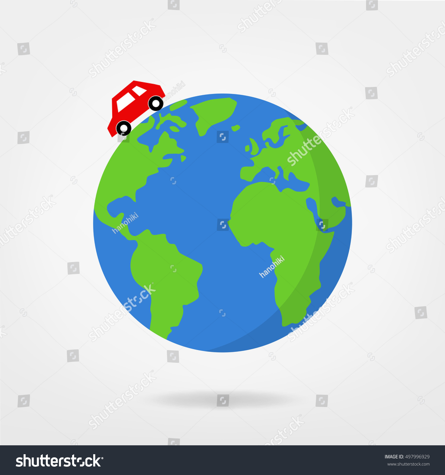 Car Driving On Globe World Map Stock Vector (Royalty Free) 497996929 ...