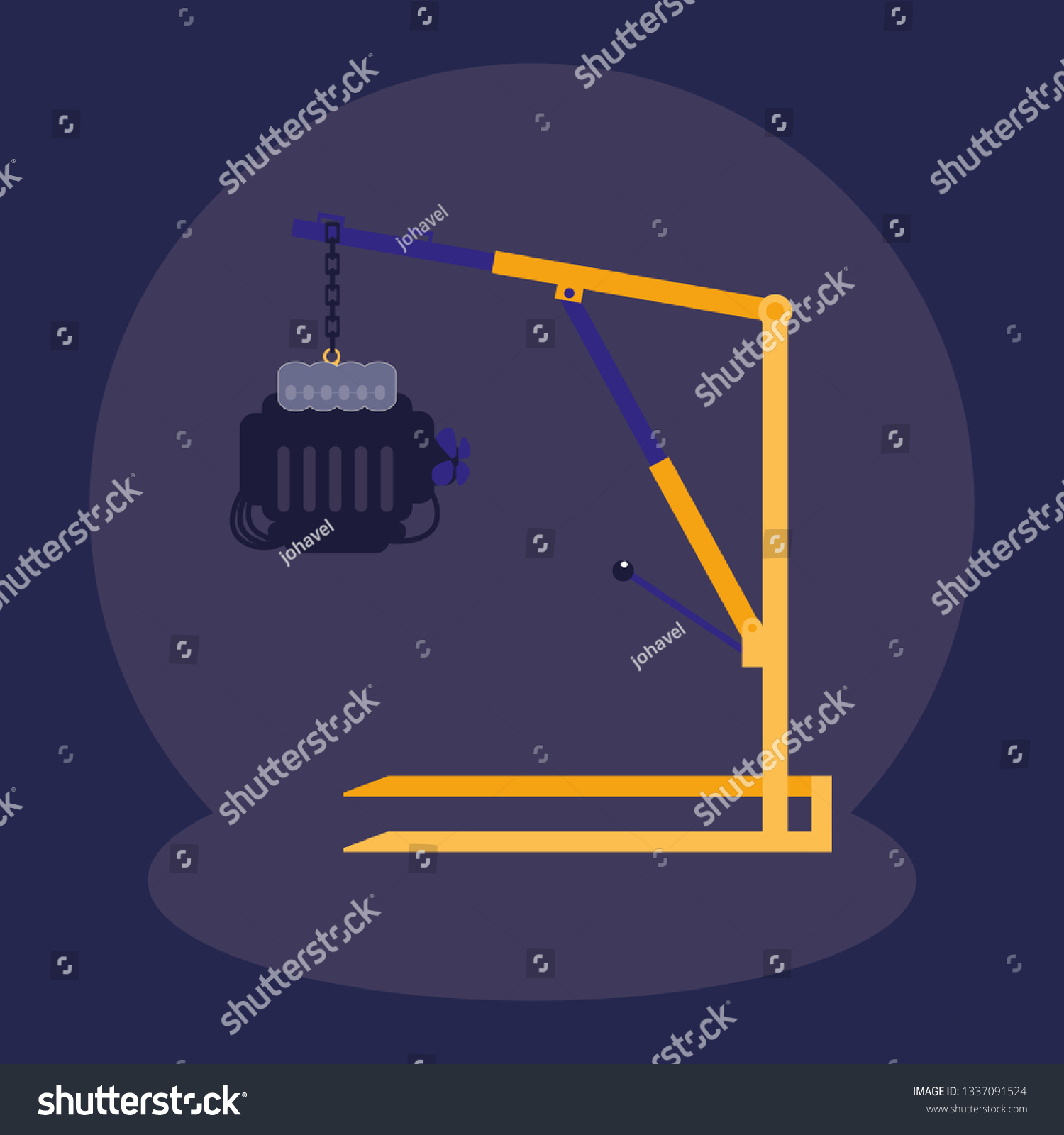 Car Engine Crane Mechanic Workshop Stock Vector (Royalty Free) 1337091524