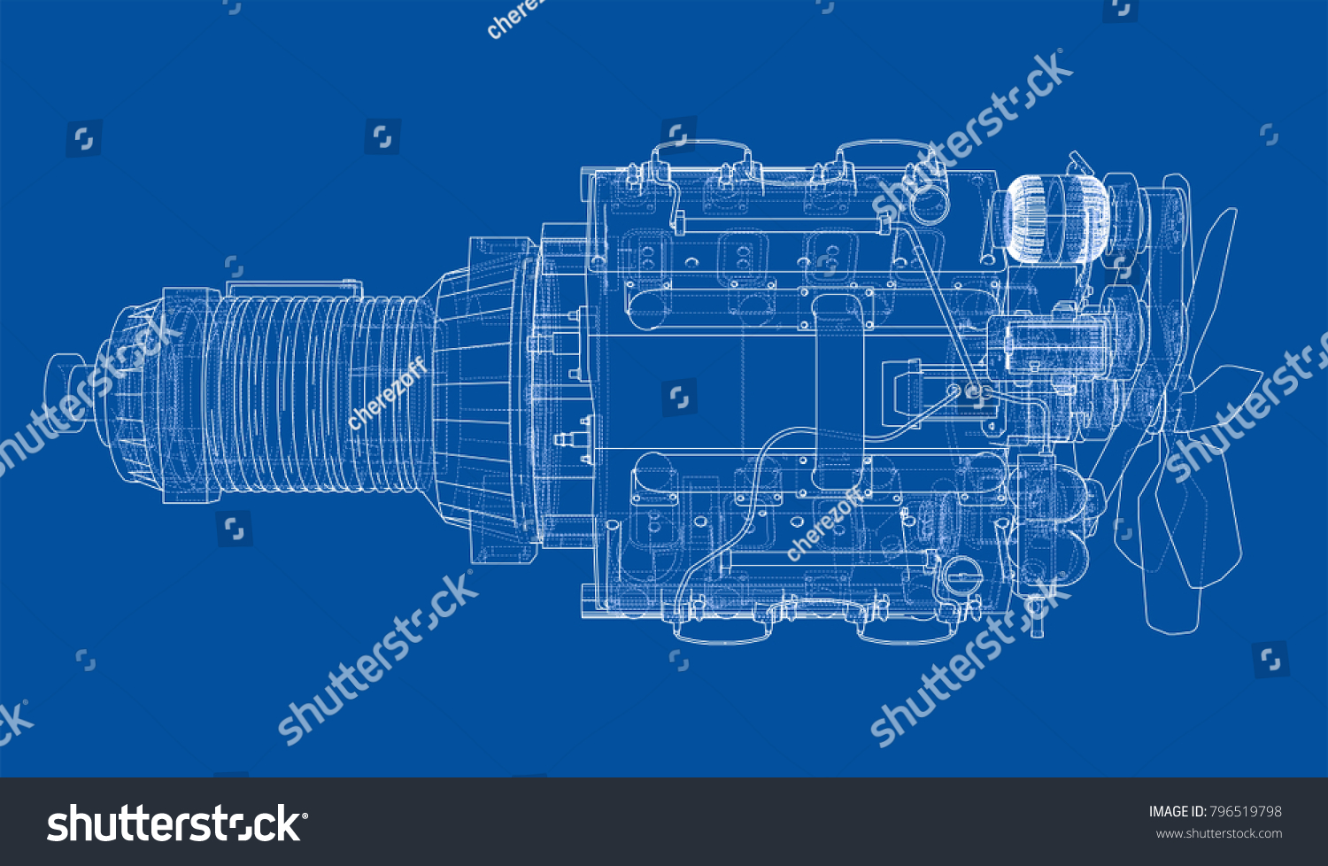 Vektor Stok Car Engine Vector Eps10 Format Rendering (Tanpa Royalti ...
