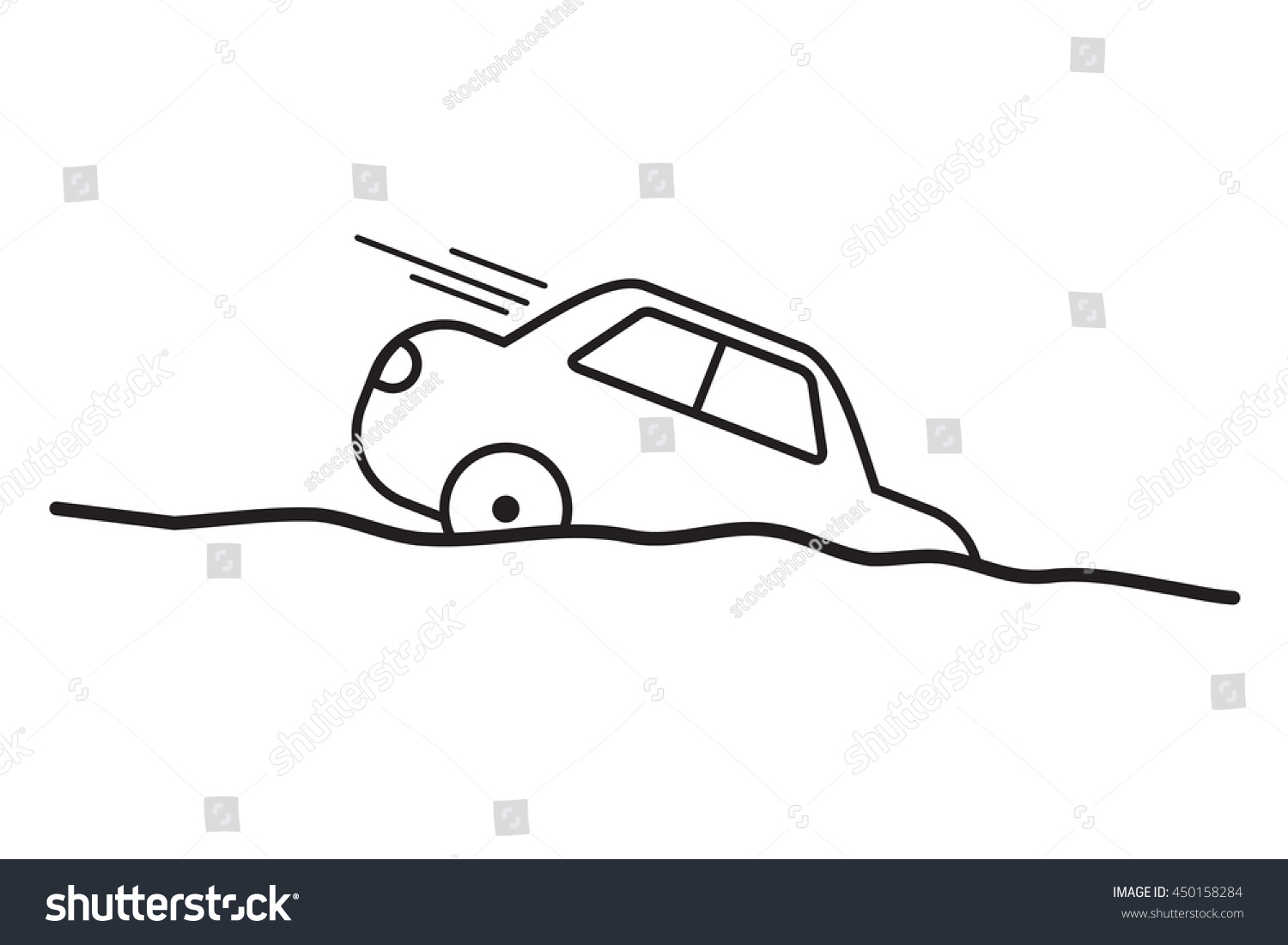 Car Fall Overboardvector Line Easy Design Stock Vector 450158284 ...
