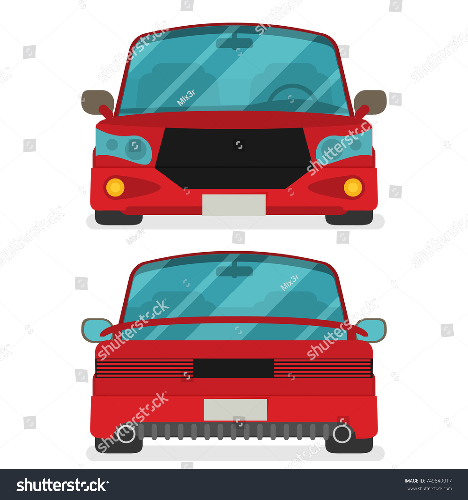 Car Front Rear Vector Flat Illustration: vector de stock (libre de ...