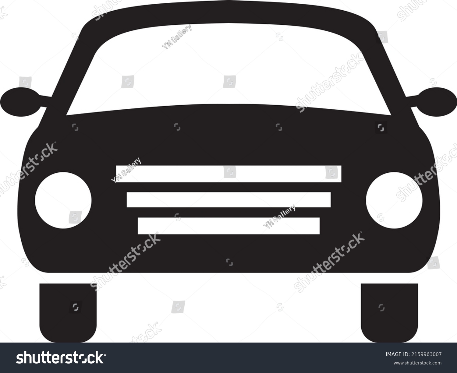 Car Front View Black Flat Vector Stock Vector (Royalty Free) 2159963007 ...