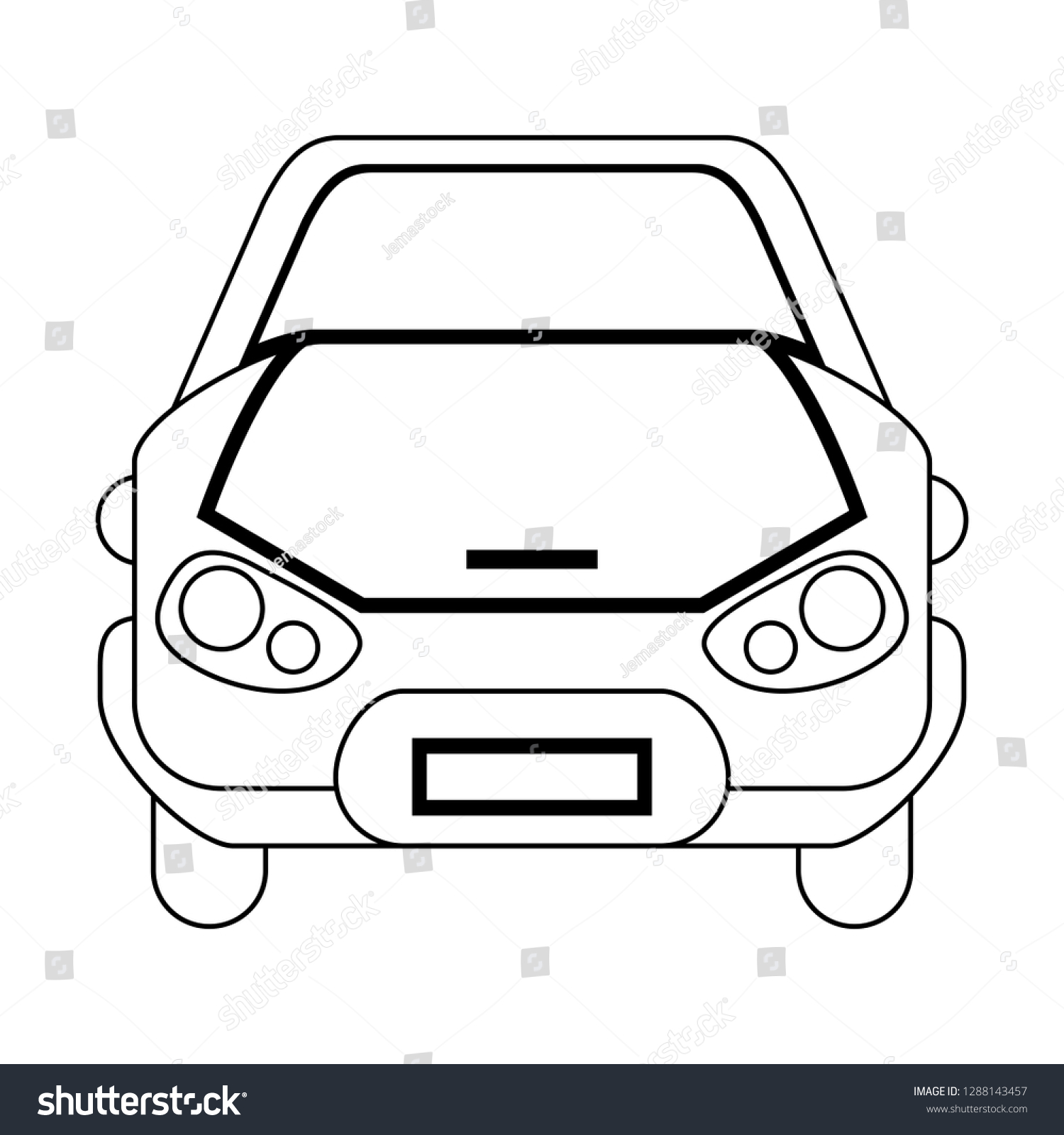 Car Front View Vehicle Stock Vector (Royalty Free) 1288143457 ...