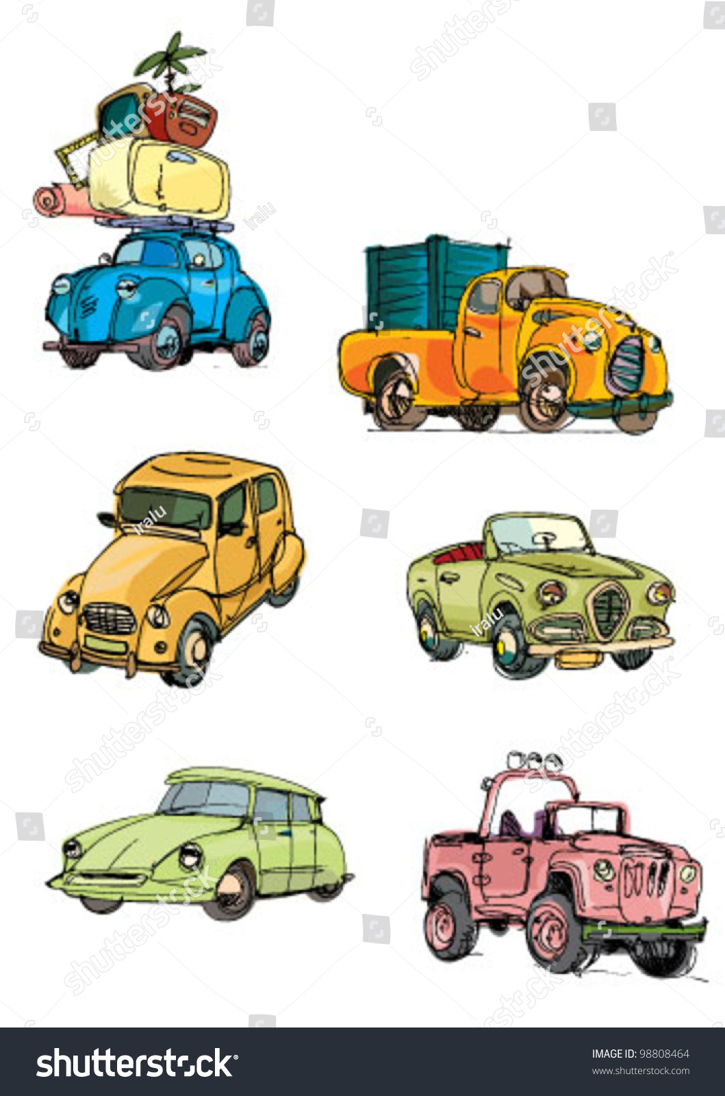Vektor Stok Car Group Cartoon (Tanpa Royalti) 98808464 | Shutterstock