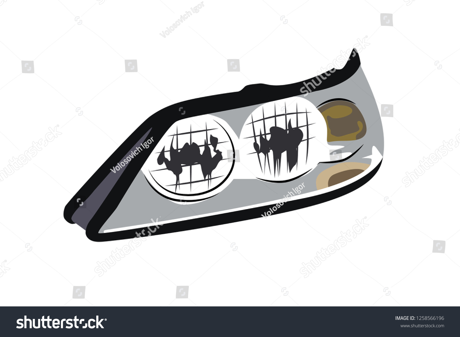 Car Head Light Vector Illustration Stock Vector (Royalty Free) 1258566196