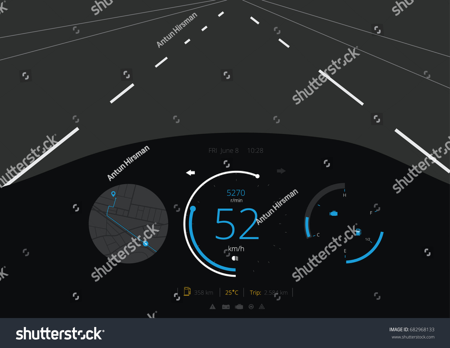Car Hud Interface Dashboard Vector Illustration: vector de stock (libre ...