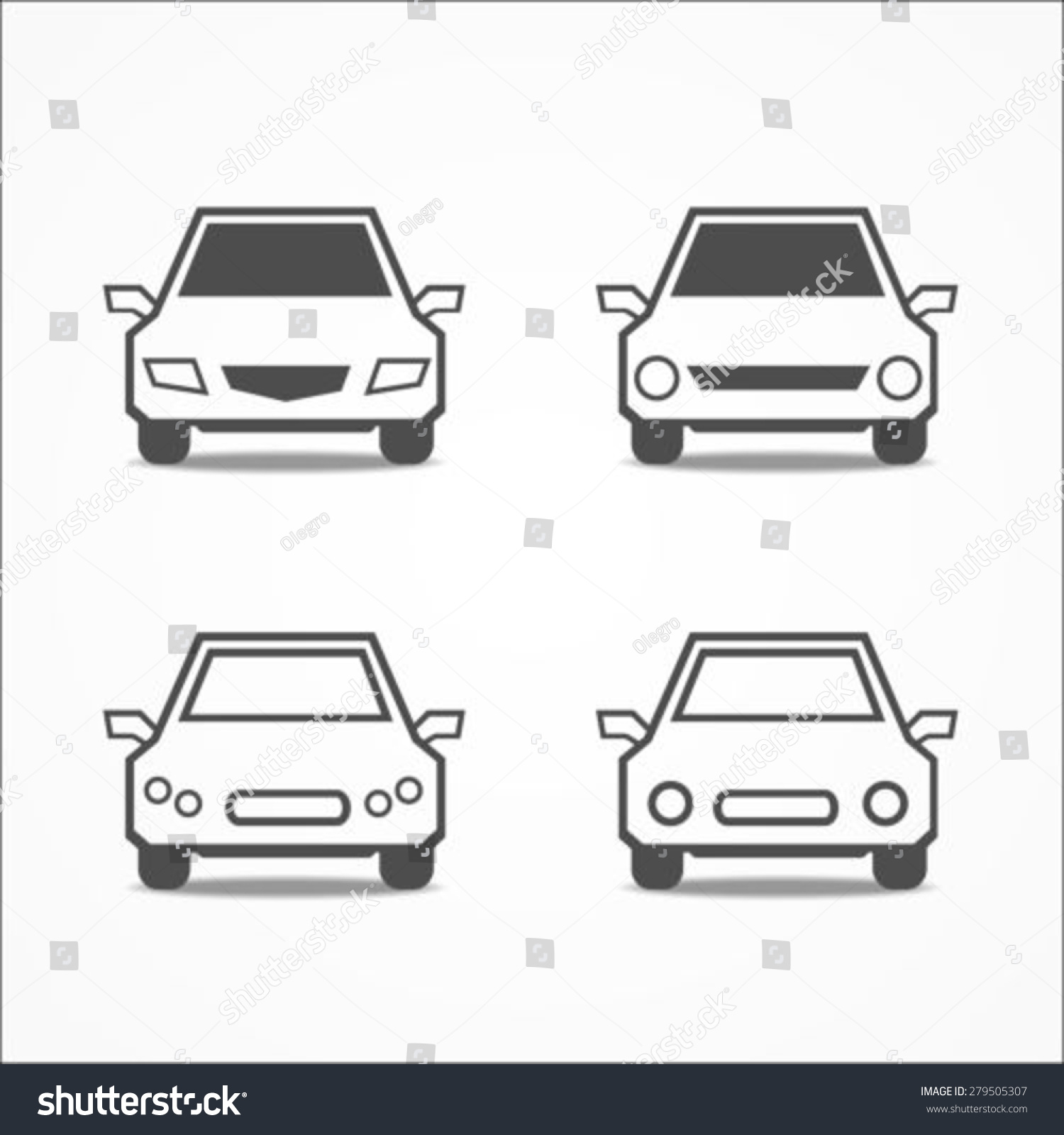 Car Icons Front View Stock Vector (Royalty Free) 279505307