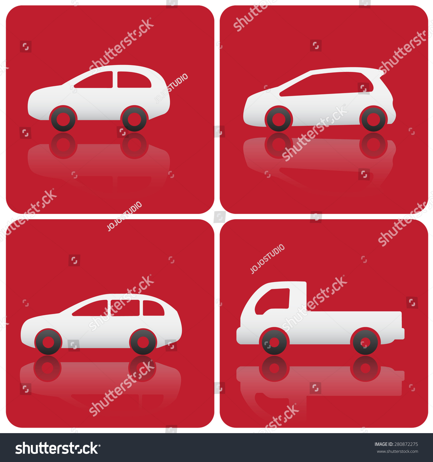 Car Icons Red Background Stock Vector (Royalty Free) 280872275