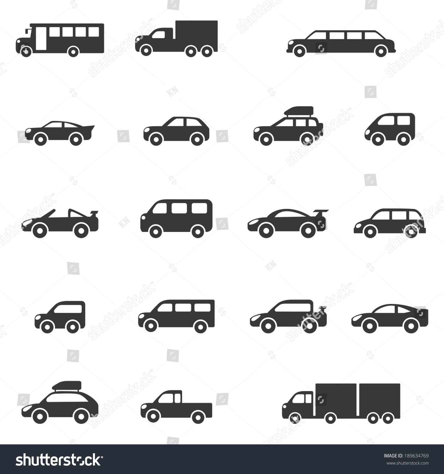 Car Icons Set Stock Vector (Royalty Free) 189634769 - Shutterstock