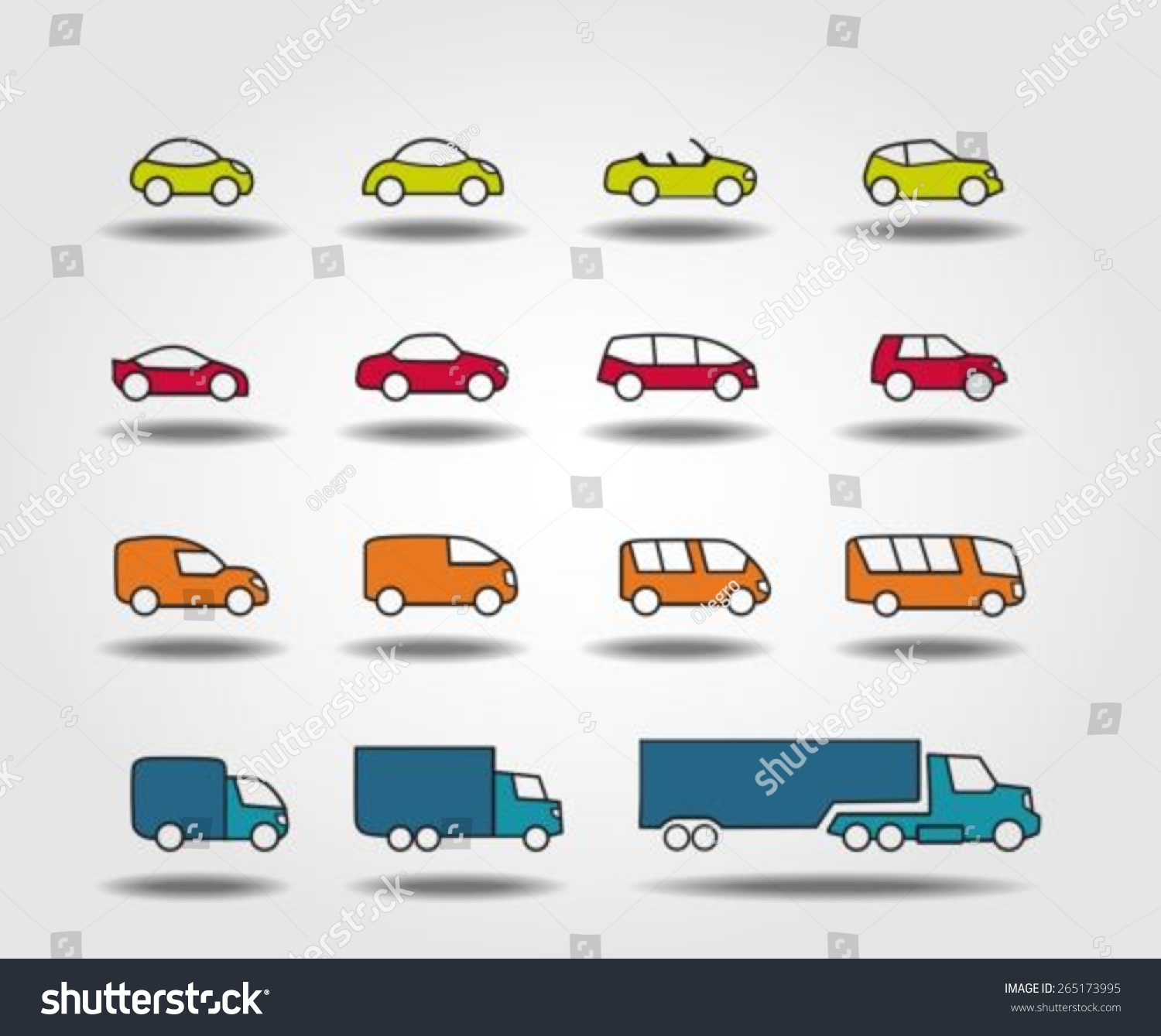 Car Icons Set Stock Vector 265173995 - Shutterstock