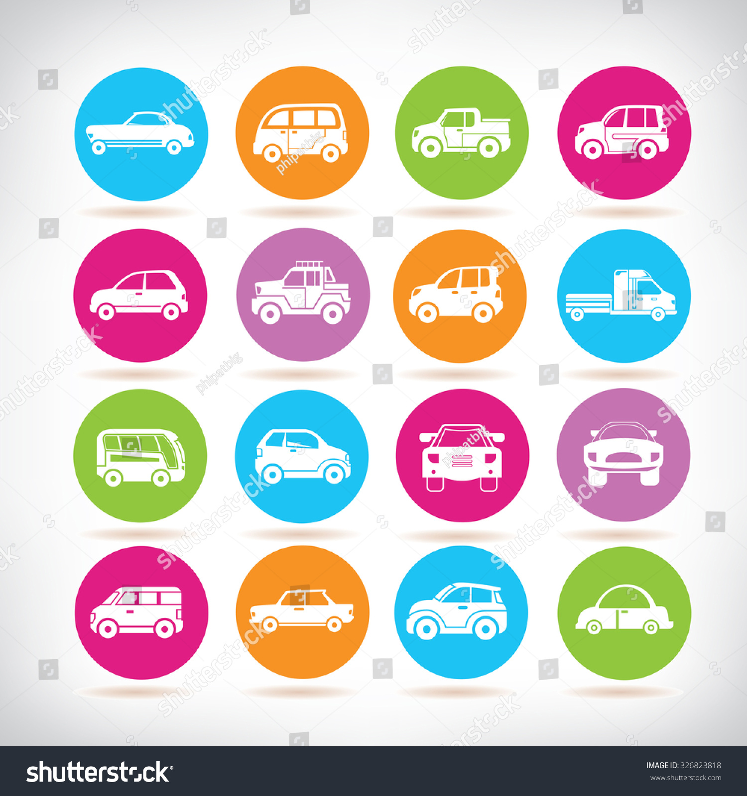 Car Icons Set: เวกเตอร์สต็อก (ปลอดค่าลิขสิทธิ์) 326823818