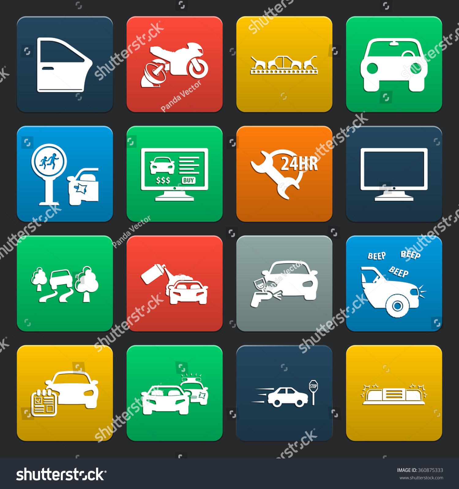 Car Icons Set Stock Vector (Royalty Free) 360875333 | Shutterstock