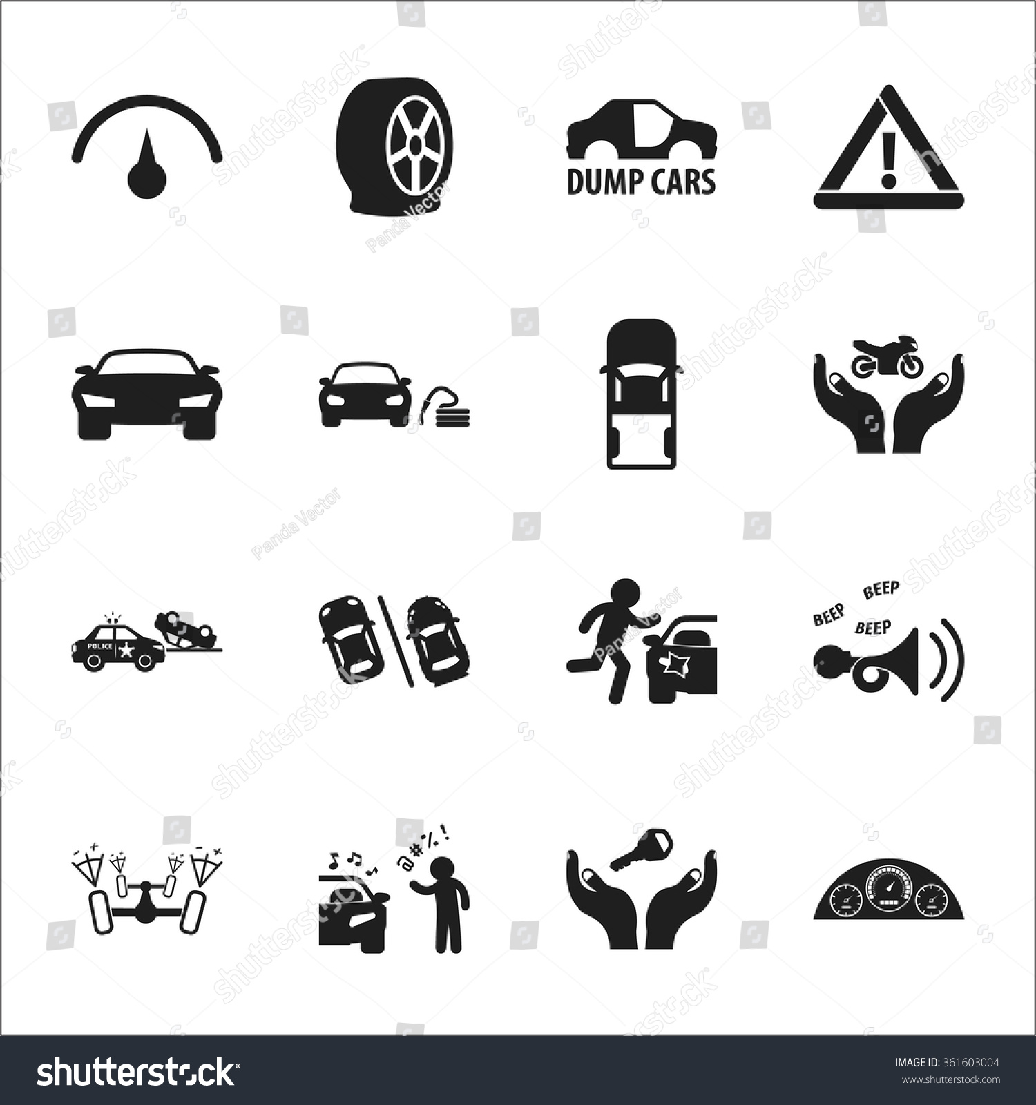 Car Icons Set Stock Vector (Royalty Free) 361603004