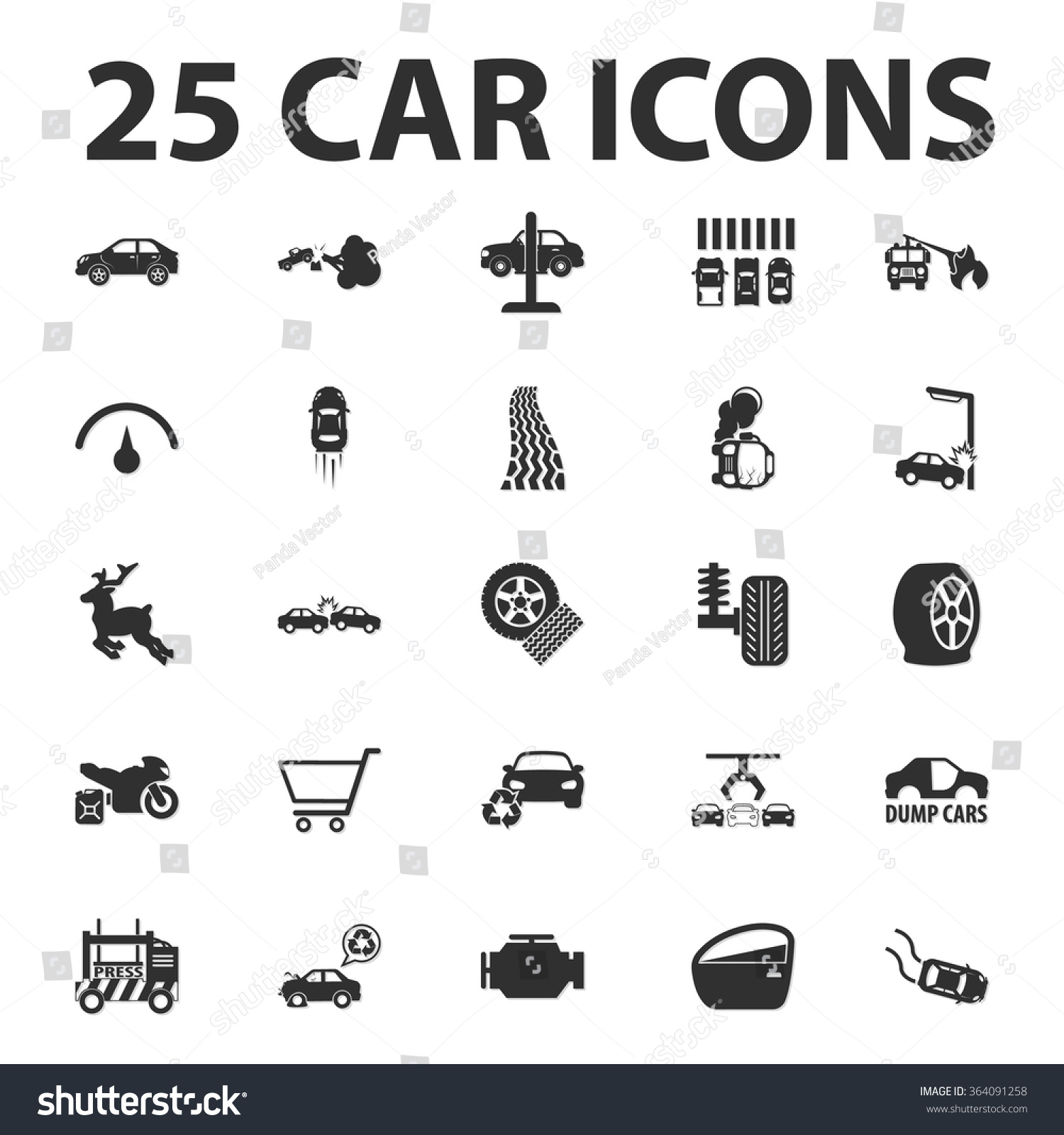 Car Icons Set. Stock Vector 364091258 : Shutterstock