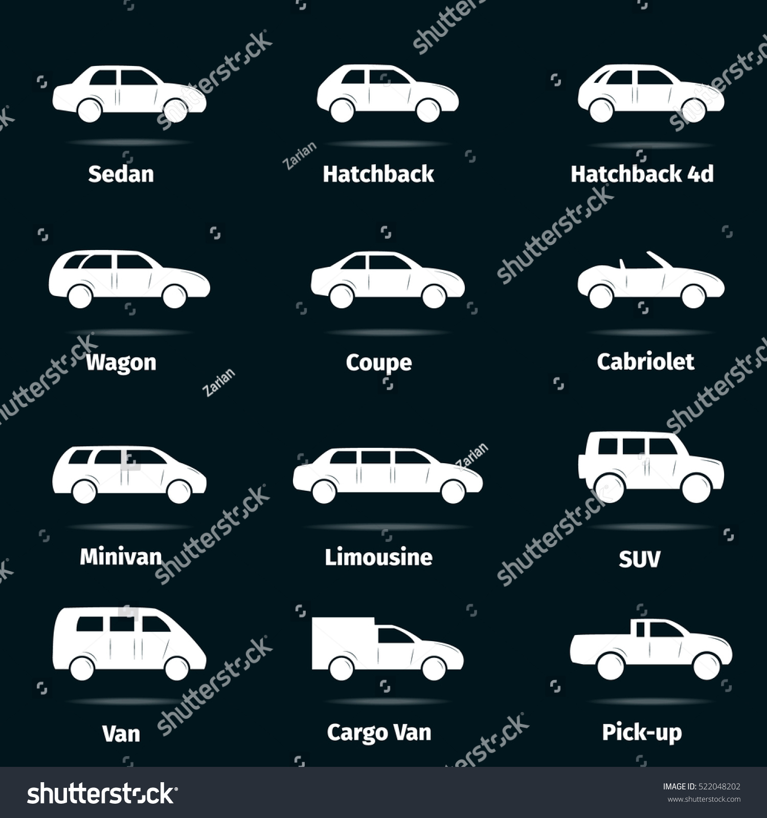 Car Icons Set Twelve Different Car Stock Vector (Royalty Free ...