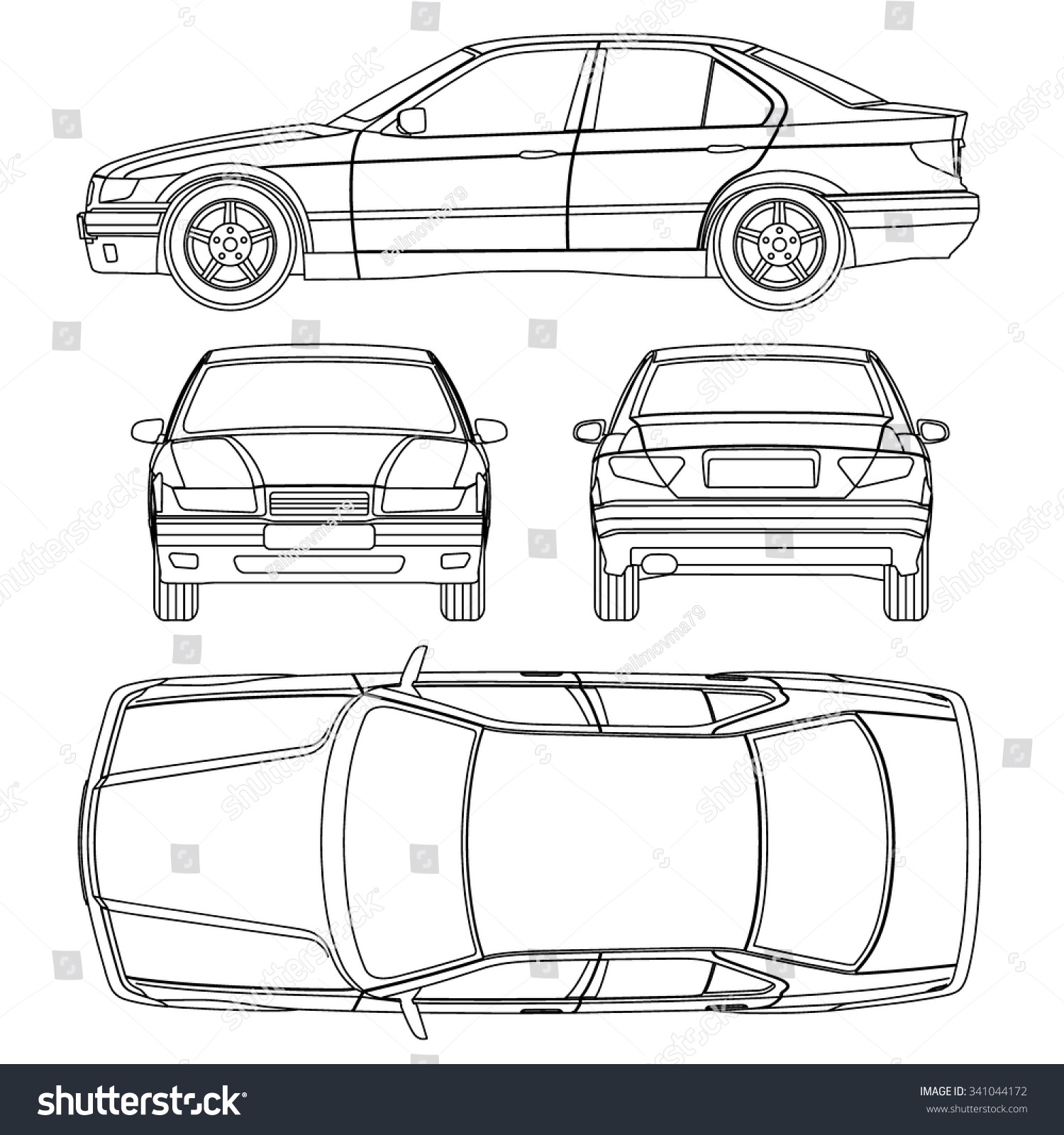 Car Line Draw Conditiondamage Report Form Stock Vector 341044172 ...
