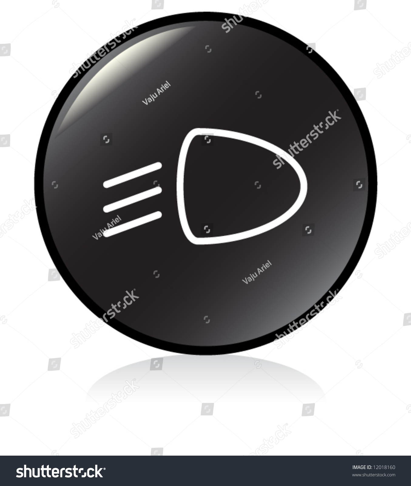 Car Low Beam Lights Button Black Stock Vector (Royalty Free) 12018160 ...