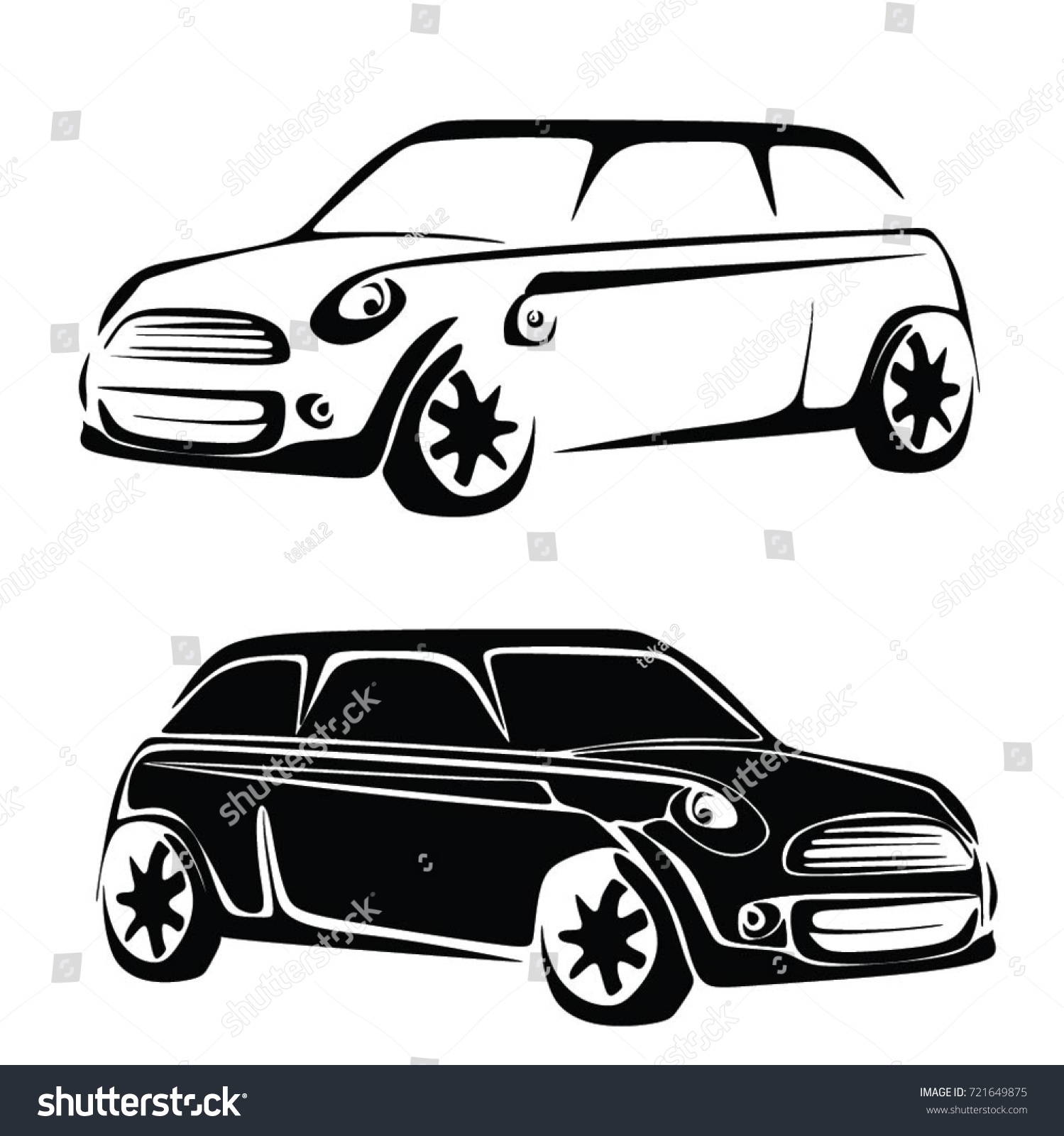 Vektor Stok Car Mini Back White Vector (Tanpa Royalti) 721649875 ...
