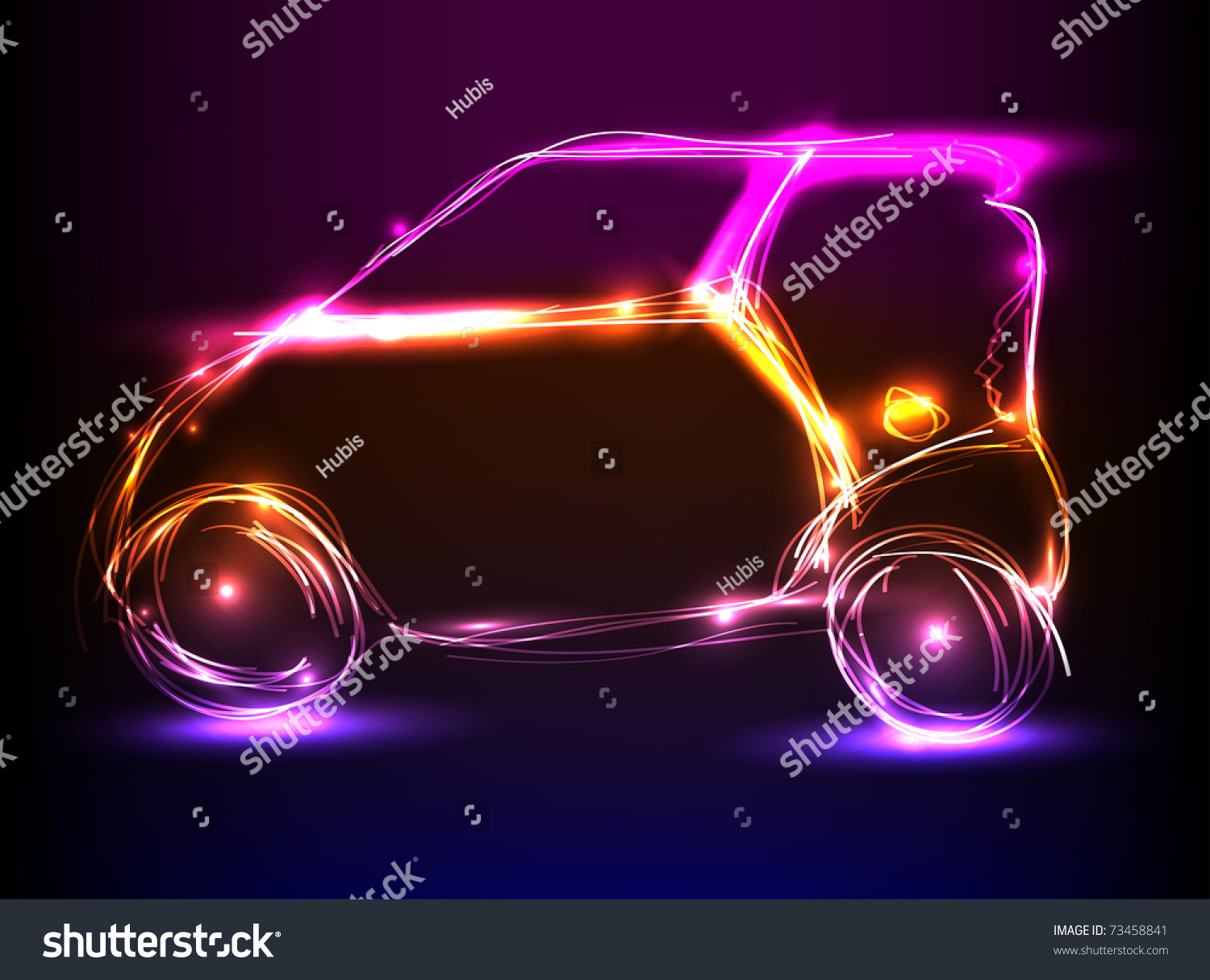 Car Neon Light Design Stock Vector (Royalty Free) 73458841