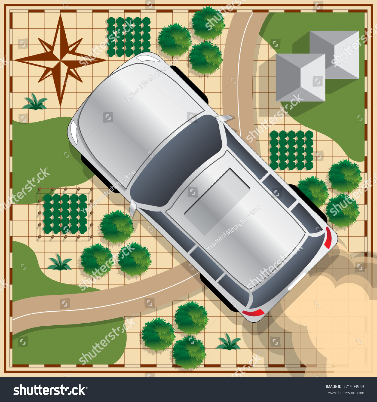Car On Map Background View Above Stock Vector (Royalty Free) 771904969 ...