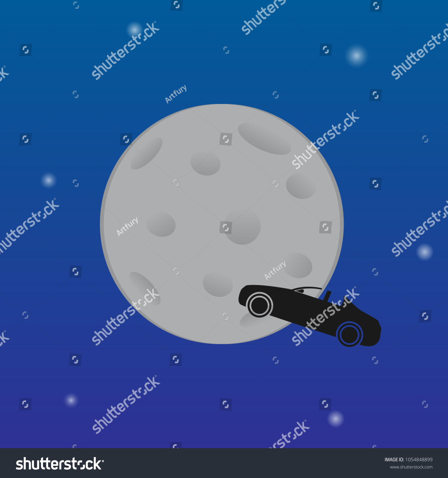 Car On Moon Vector Illustration Stock Vector (Royalty Free) 1054848899