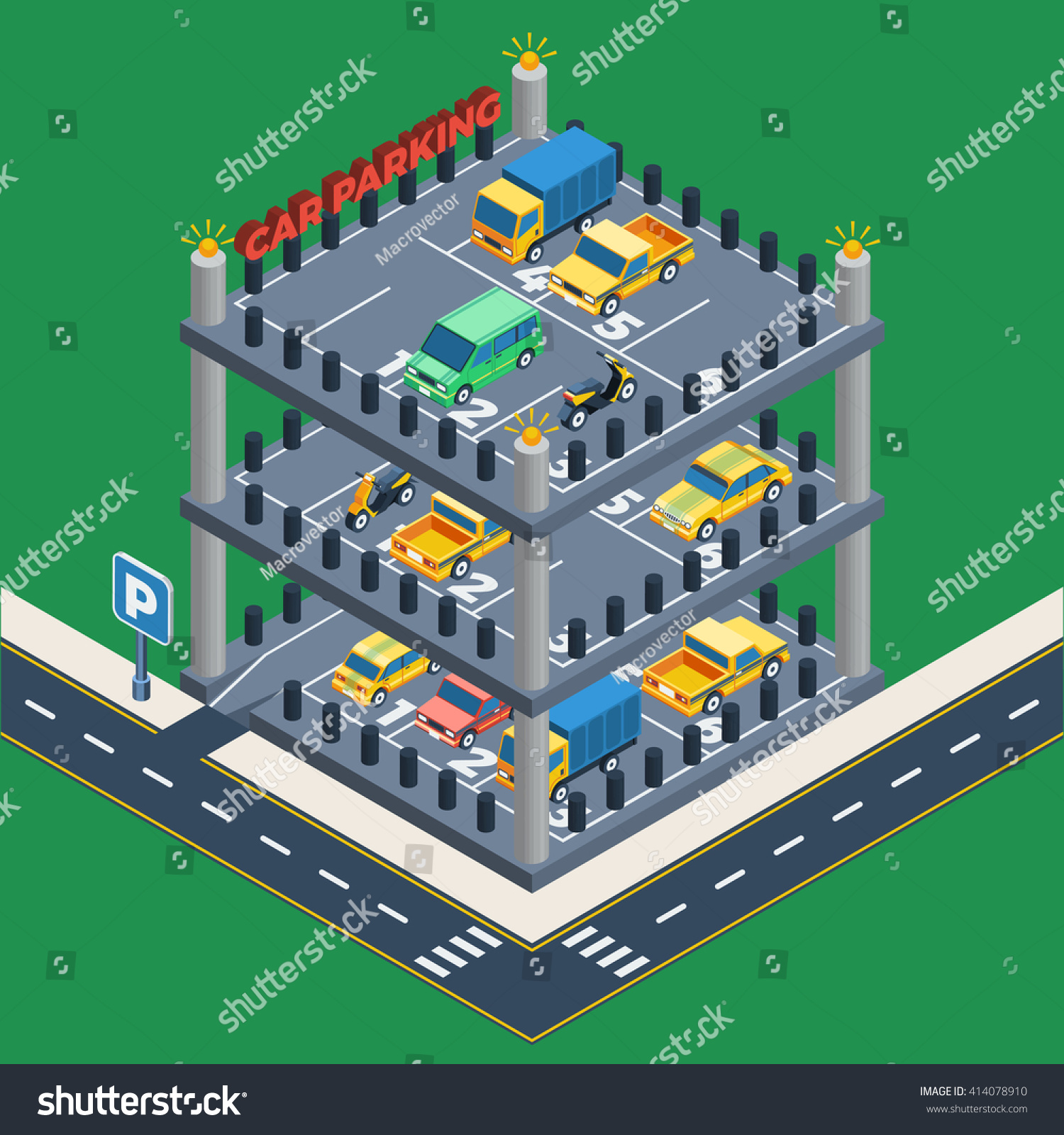 Car Parking Building Concept Isometricvector Illustration Stock Vector ...