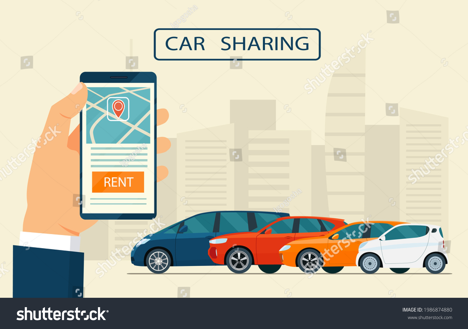 Car Sharing Concept Banner Vector Flat Stock Vector (Royalty Free ...
