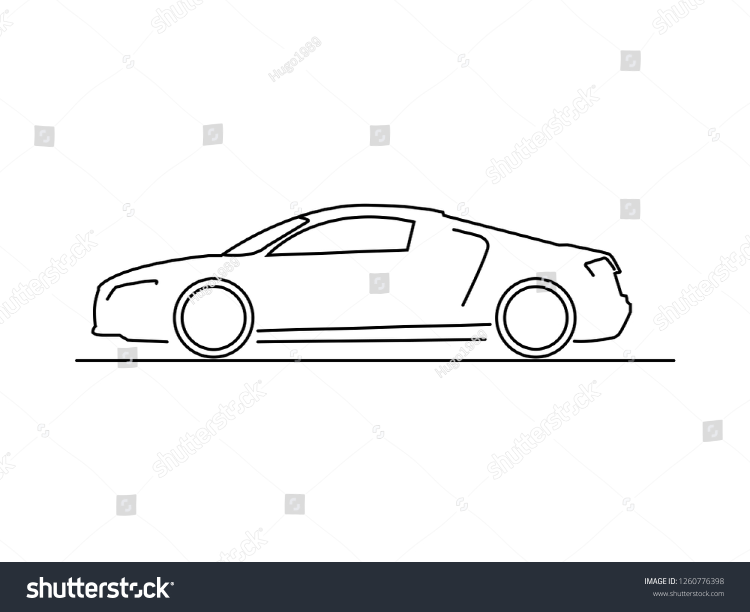 Car Side View Line Drawing Stock Vector (Royalty Free) 1260776398 ...