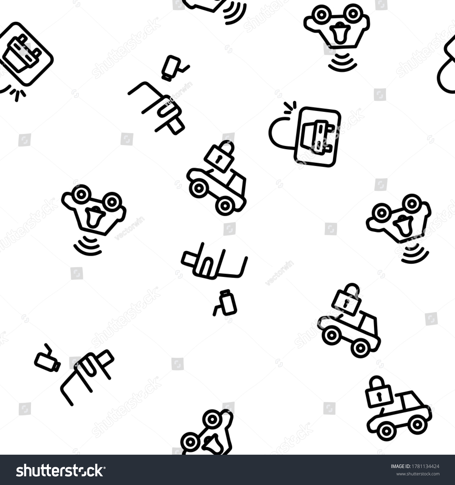 Car Theft Vector Seamless Pattern Thin Stock Vector (Royalty Free ...