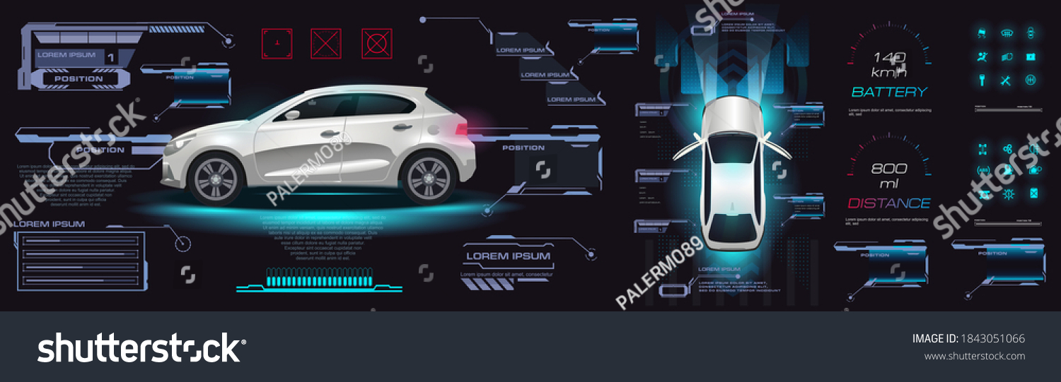 Car User Interface Hud Gui Ui Stock Vector (Royalty Free) 1843051066