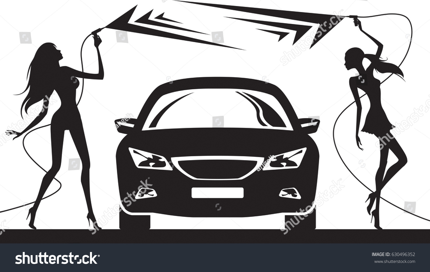 Car Wash Girls Play Steamjet Vector Vector Có Sẵn Miễn Phí Bản Quyền 630496352