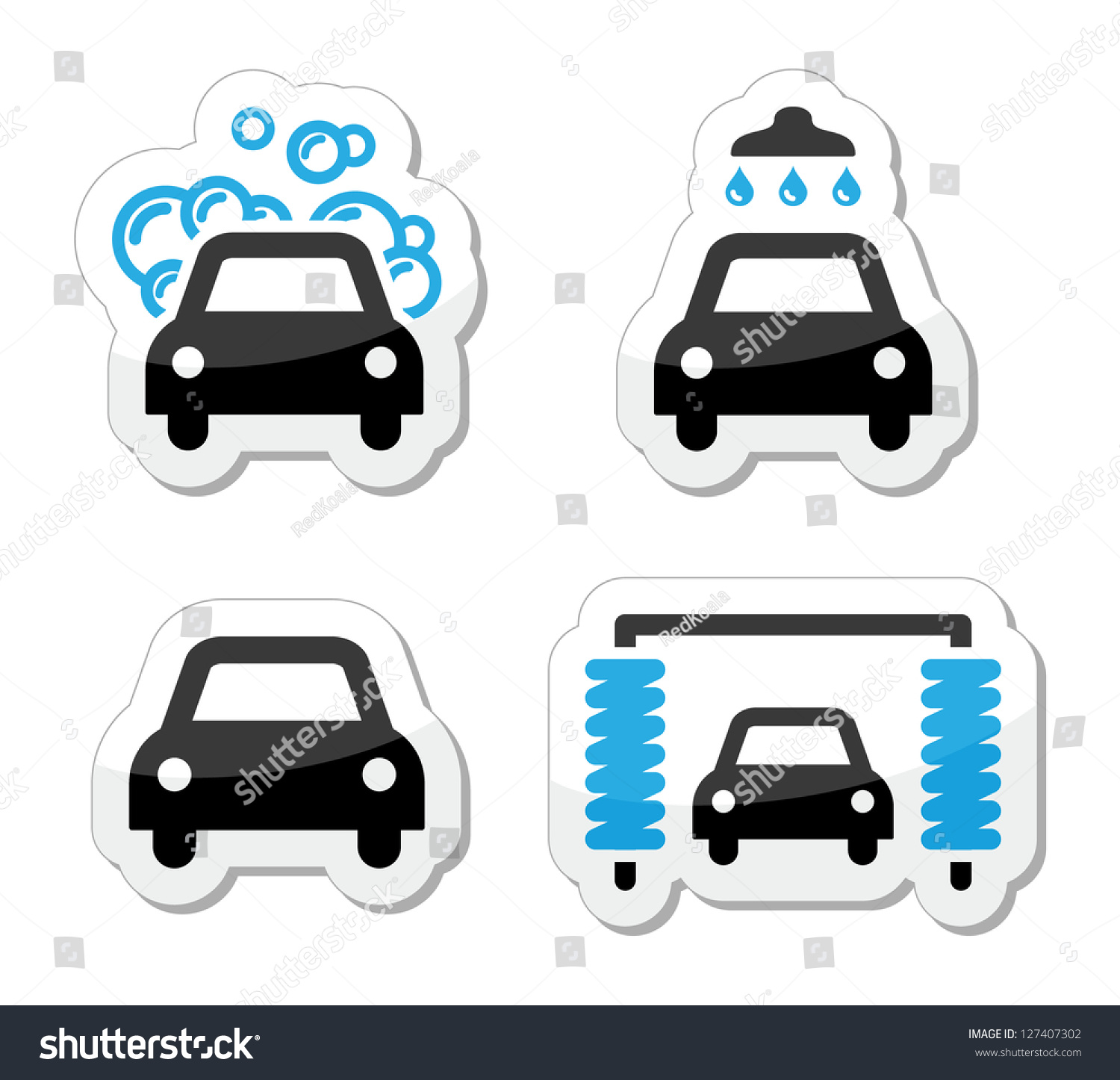 Car Wash Icons Set - Vector - 127407302 : Shutterstock