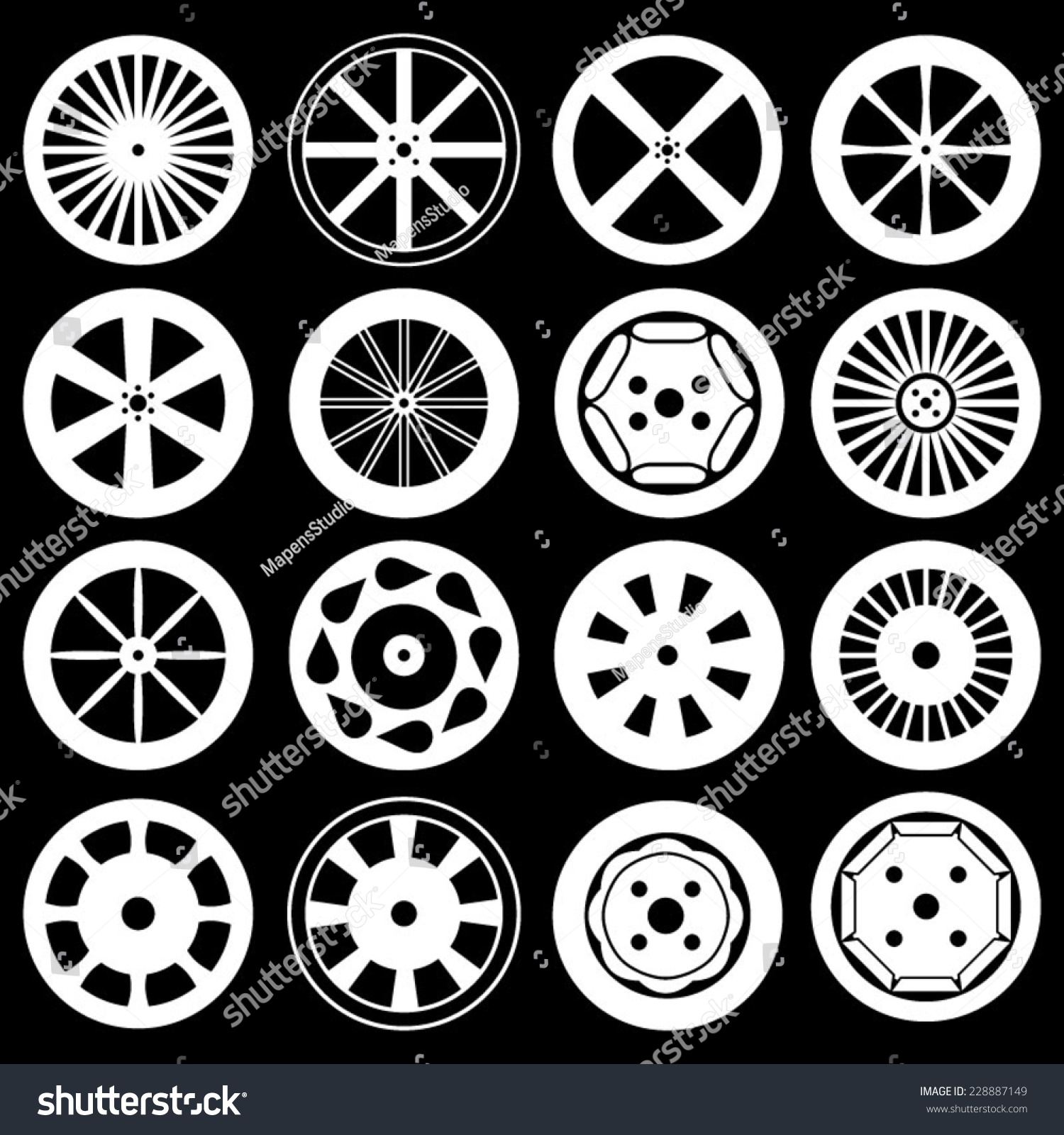 Car Wheel Icons Stock Vector (Royalty Free) 228887149 | Shutterstock