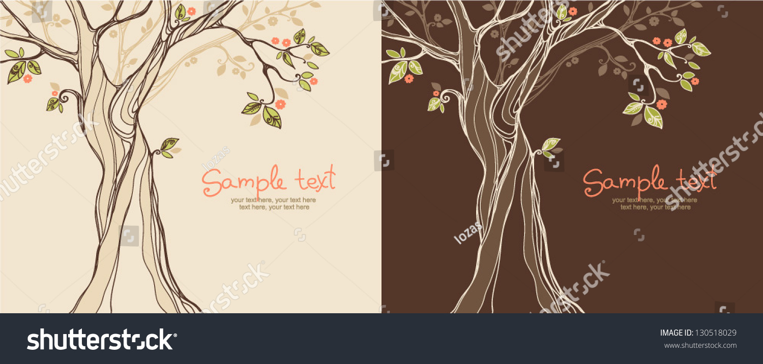 Card Design Stylized Tree Stock Vector (Royalty Free) 130518029 ...