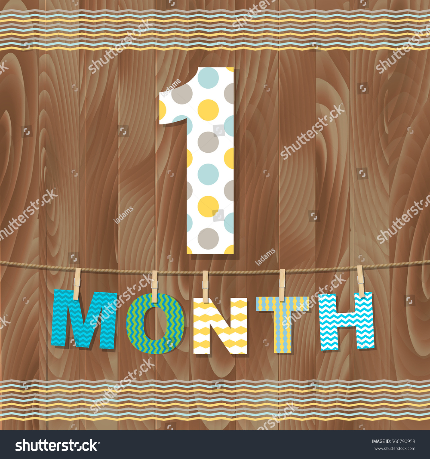 Card 1 Months Vector Illustration Stock Vector (Royalty Free) 566790958