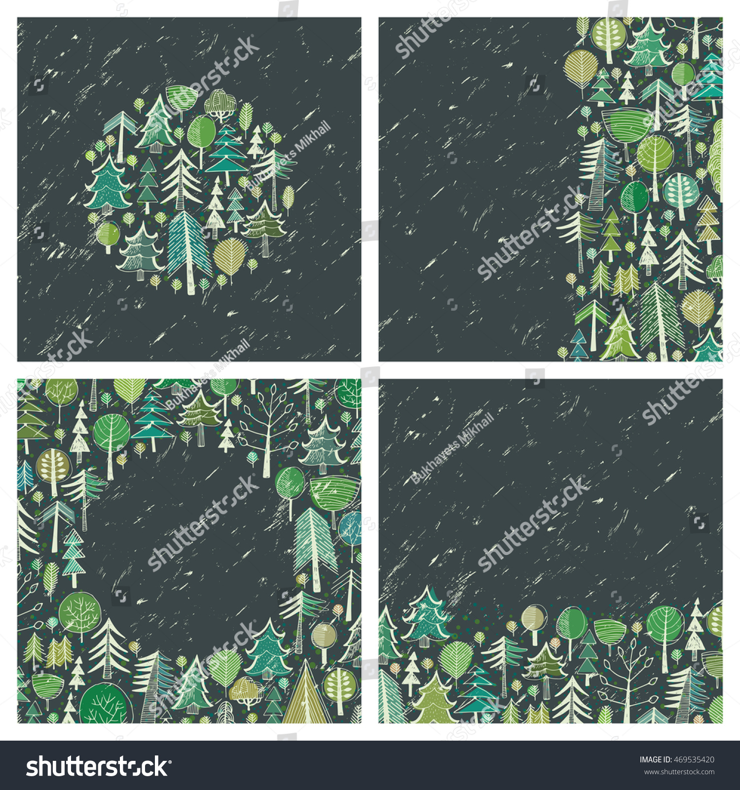 Card Set Forest Doodles Vector Stock Vector (Royalty Free) 469535420 ...