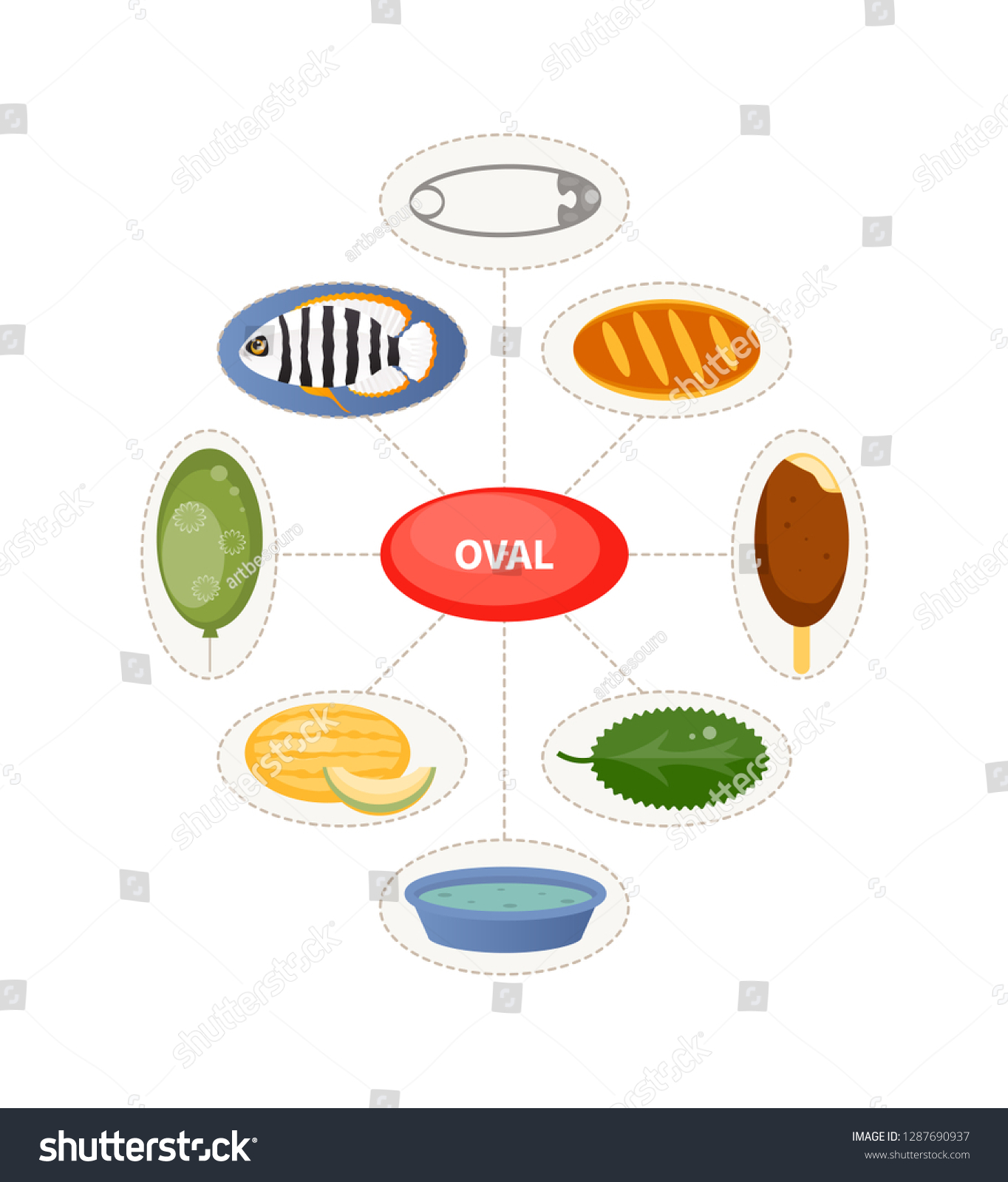 Card Oval Objects Children Educational Game Stock Vector (Royalty Free ...