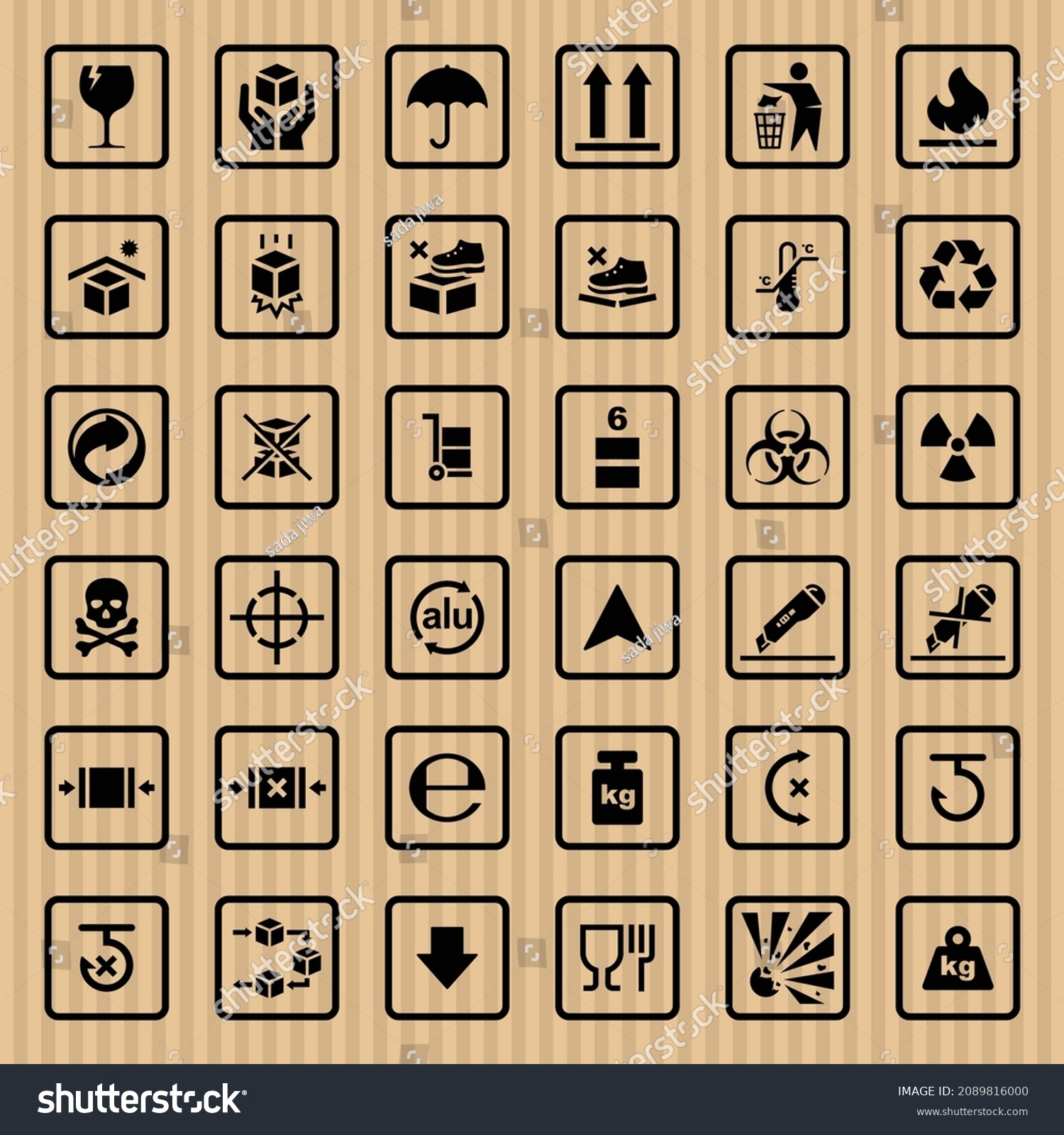 Cardboard Packaging Icon Set Vector Illustration Stock Vector (Royalty ...