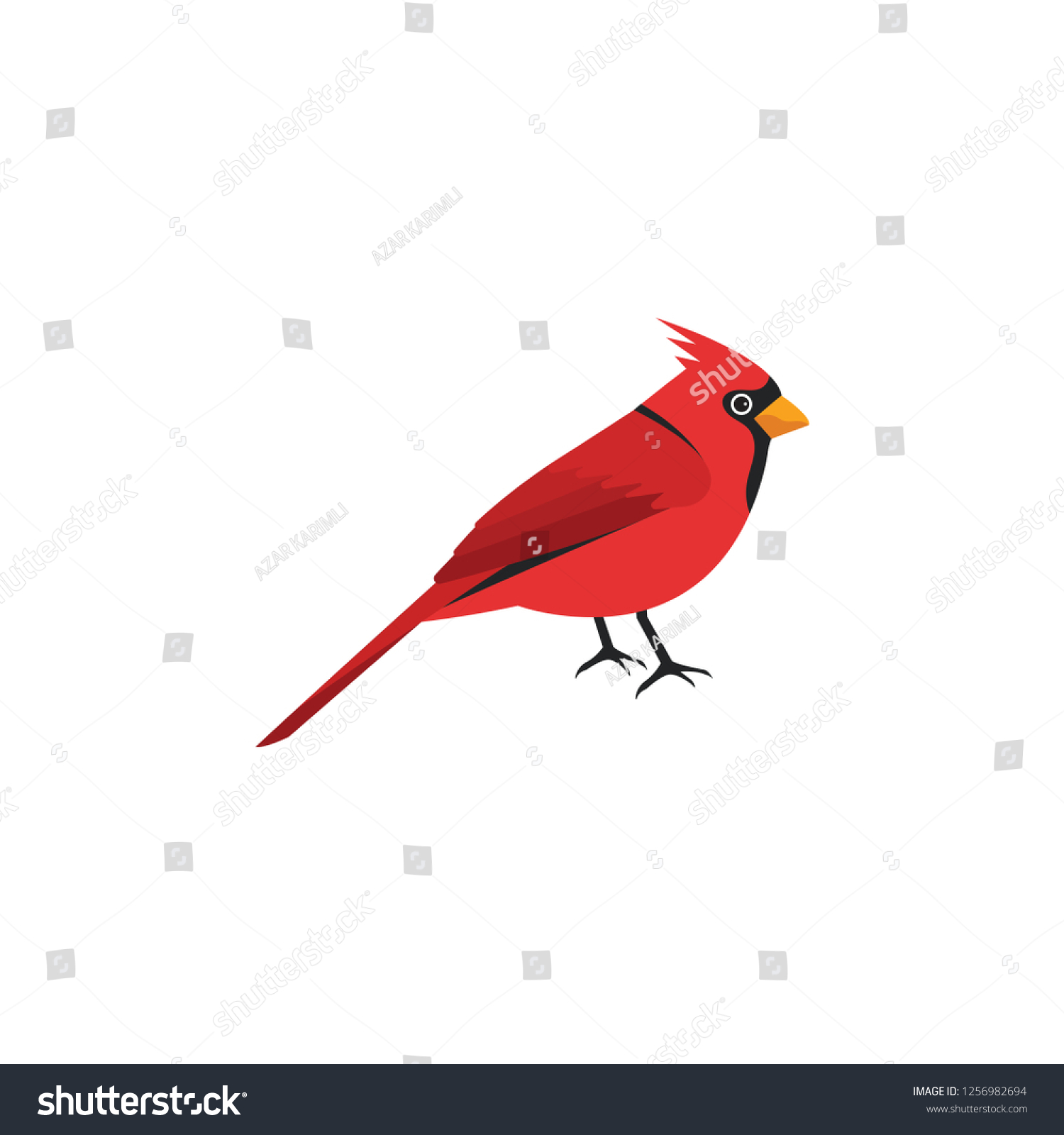 Cardinal Bird Cartoon Vector Stock Vector (Royalty Free) 1256982694
