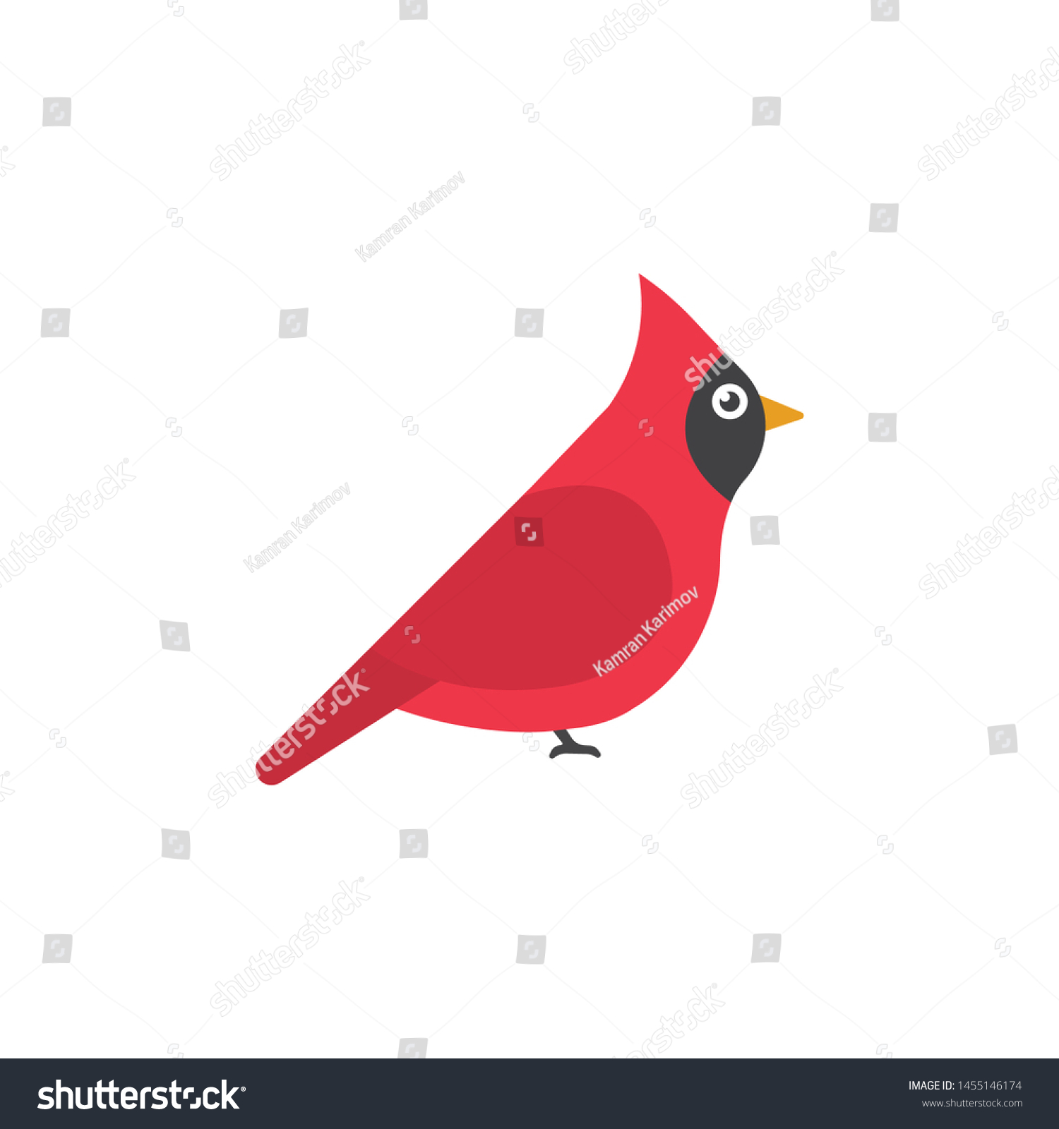 Cardinal Bird Vectoricon On White Background Stock Vector (Royalty Free ...