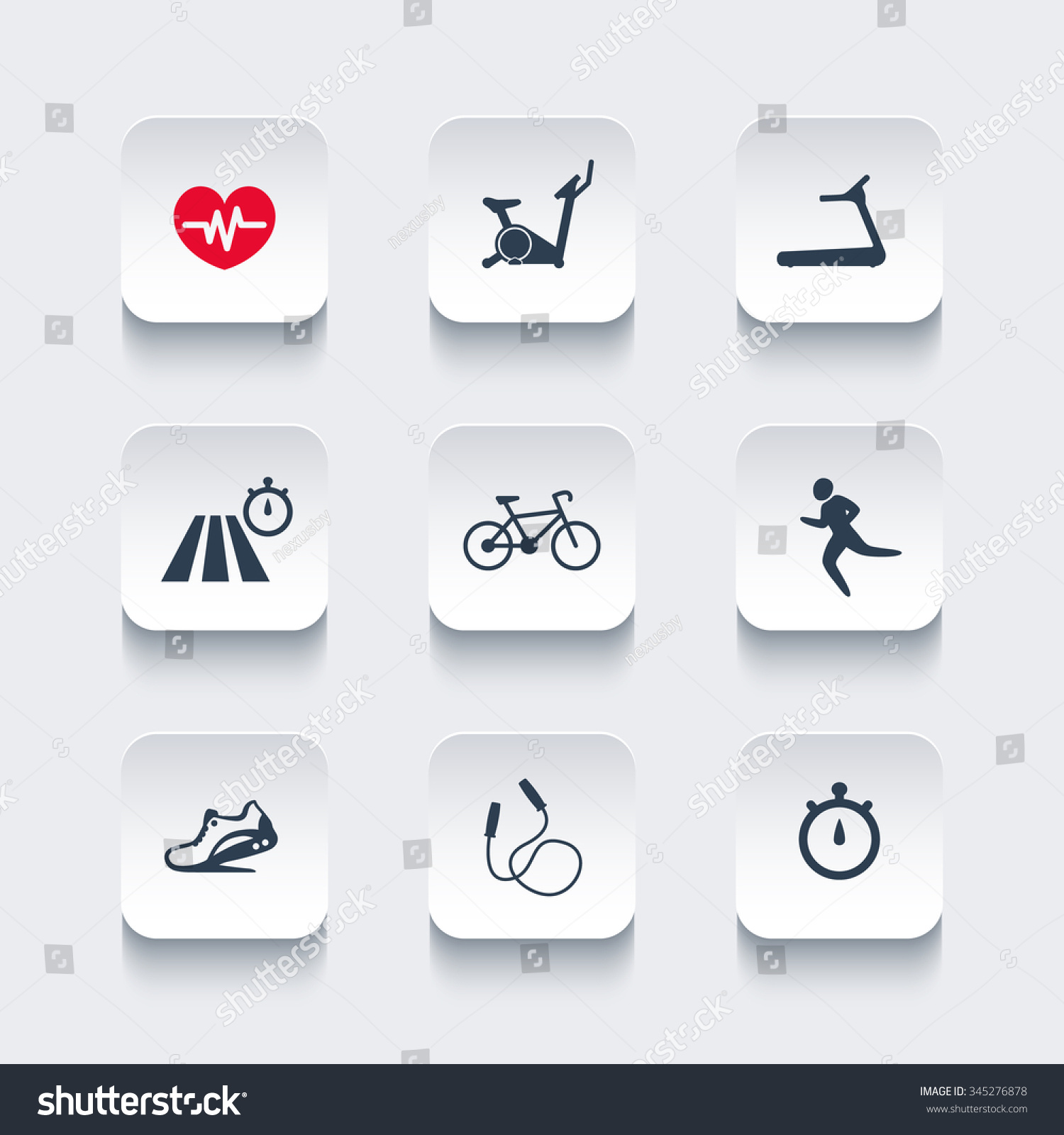 Cardio Training Rounded Square Icons Vector Stock Vector (Royalty Free ...