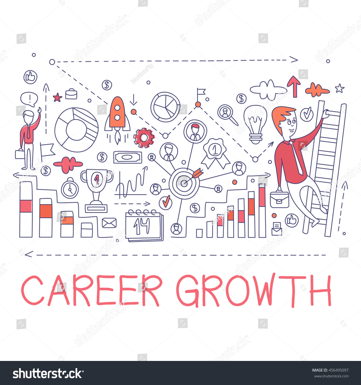 Career Growth Process Elements Creative Sketch Stock Vector (Royalty ...