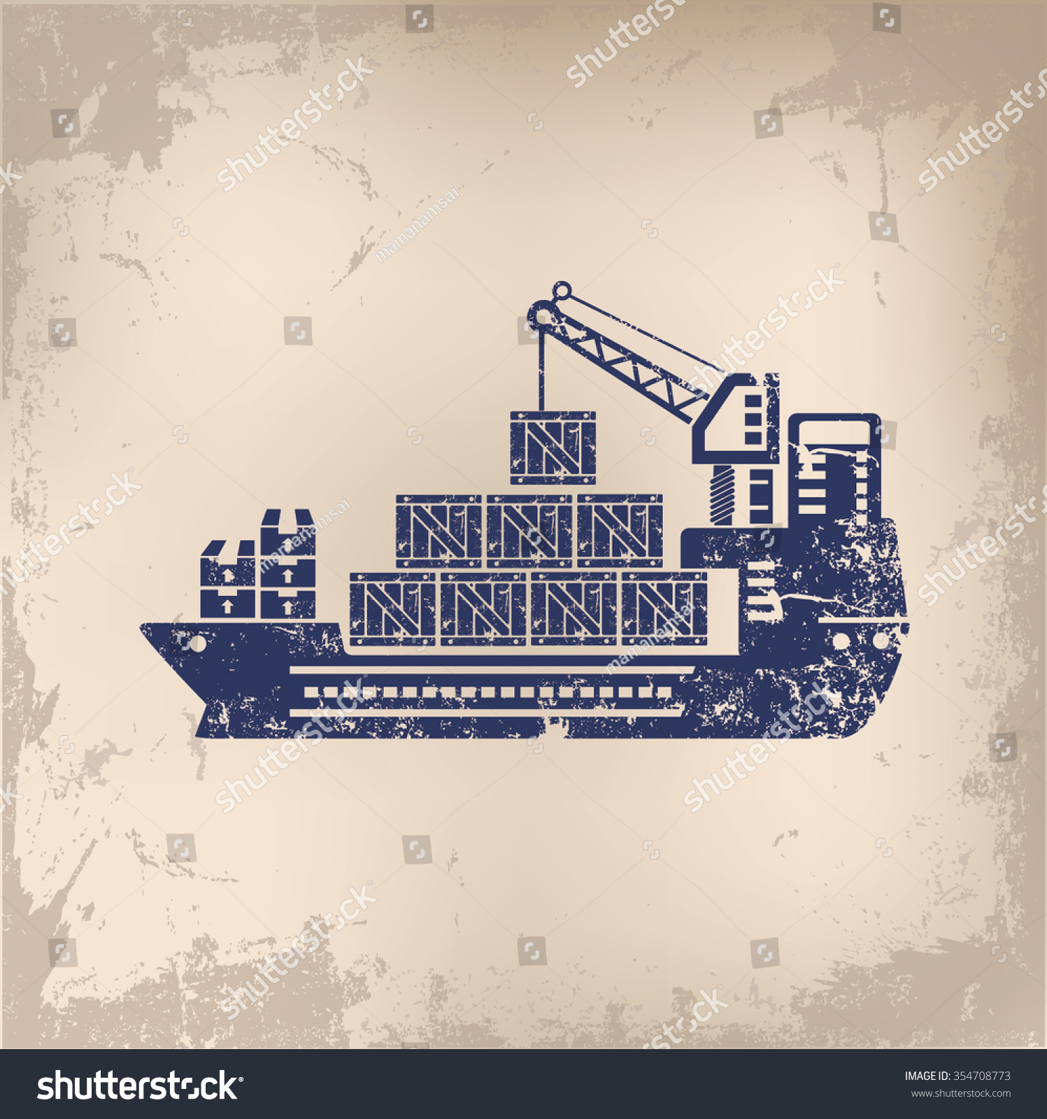 Cargo Container Ship Design On Old Stock Vector (Royalty Free) 354708773