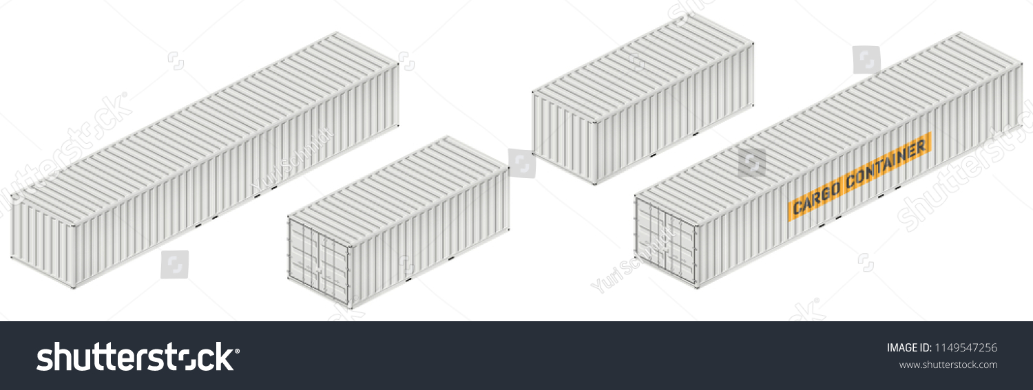 Cargo Container Vector Mockup On White Stock Vector (Royalty Free ...