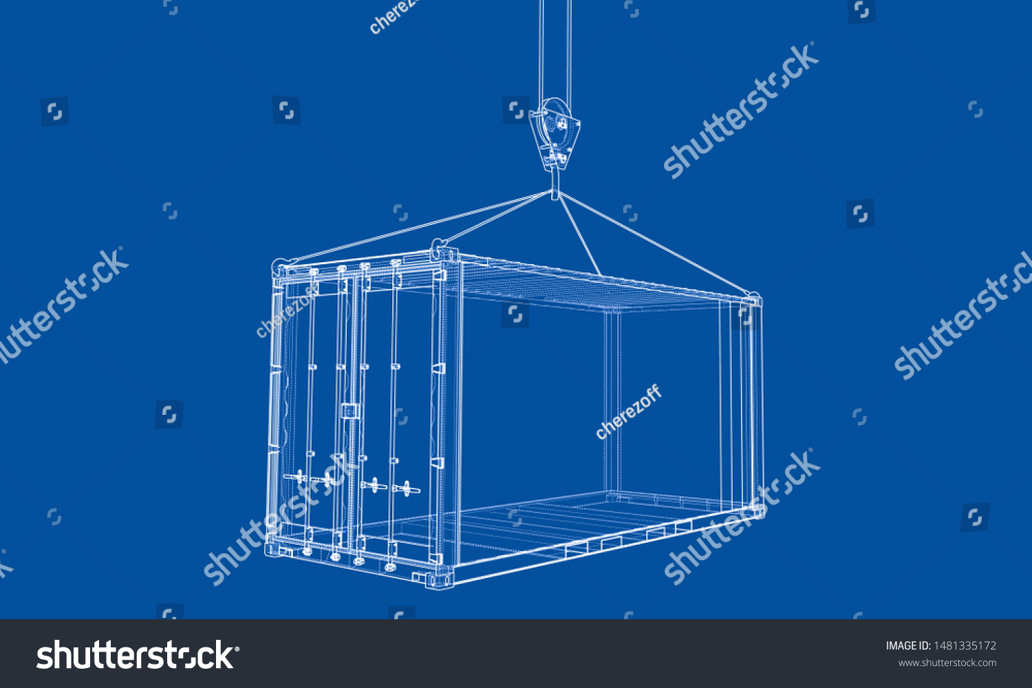 Cargo Container Wireframe Style Vector Rendering Stock Vector (Royalty ...
