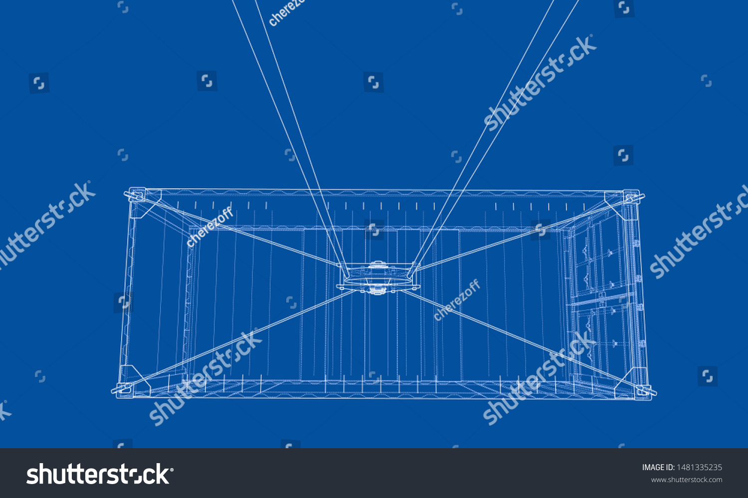 Cargo Container Wireframe Style Vector Rendering Stock Vector (Royalty ...